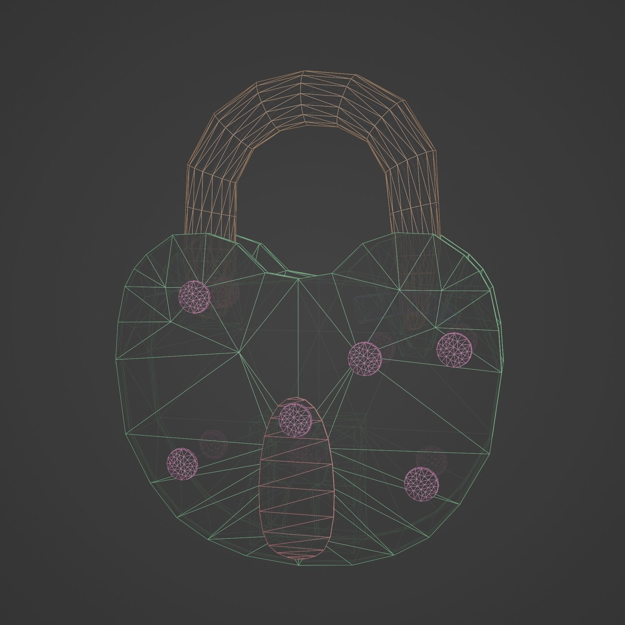 3D model Padlock Low Poly with Loop Rivets Keyhole and Cap VR / AR ...