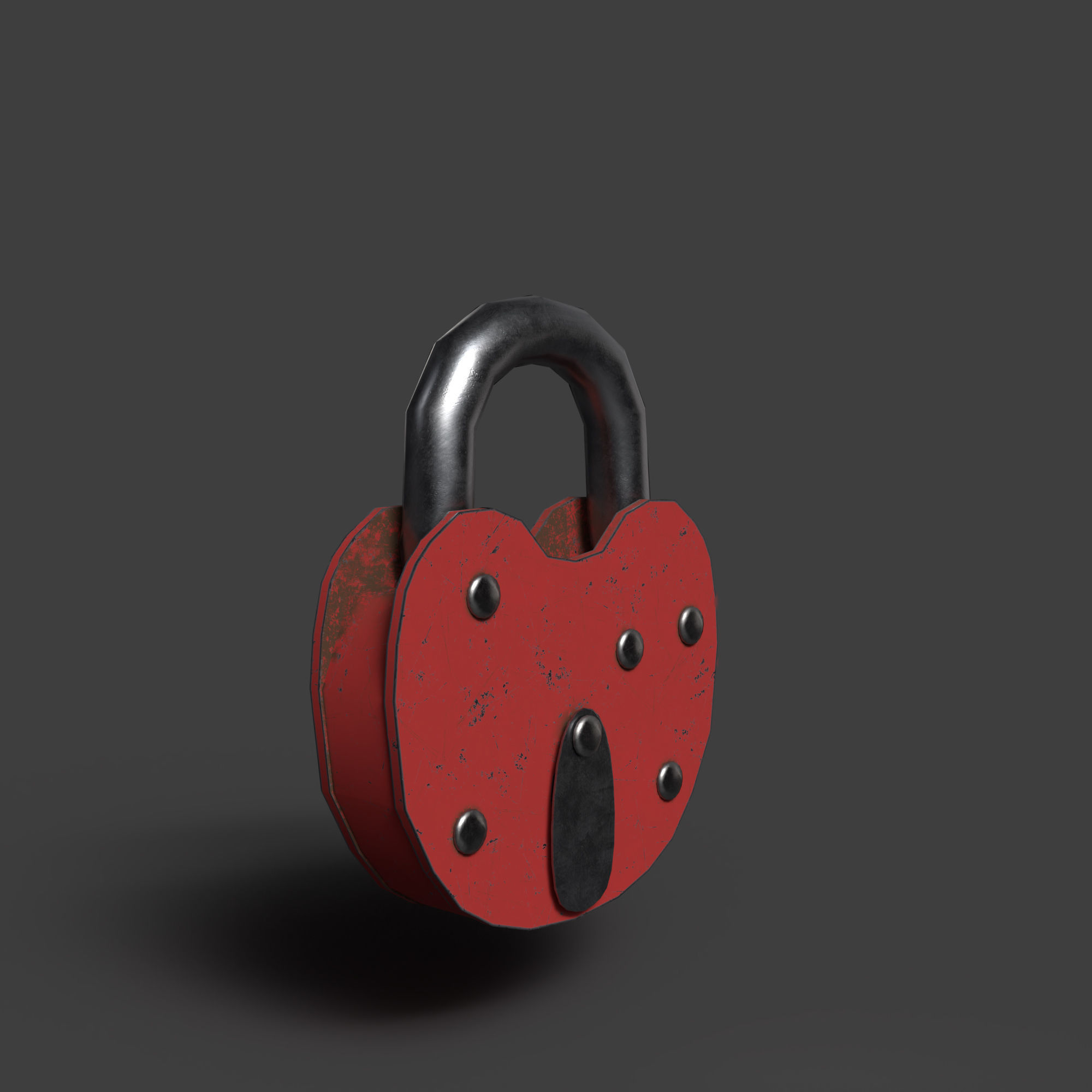 3D model Padlock Low Poly with Loop Rivets Keyhole and Cap VR / AR ...