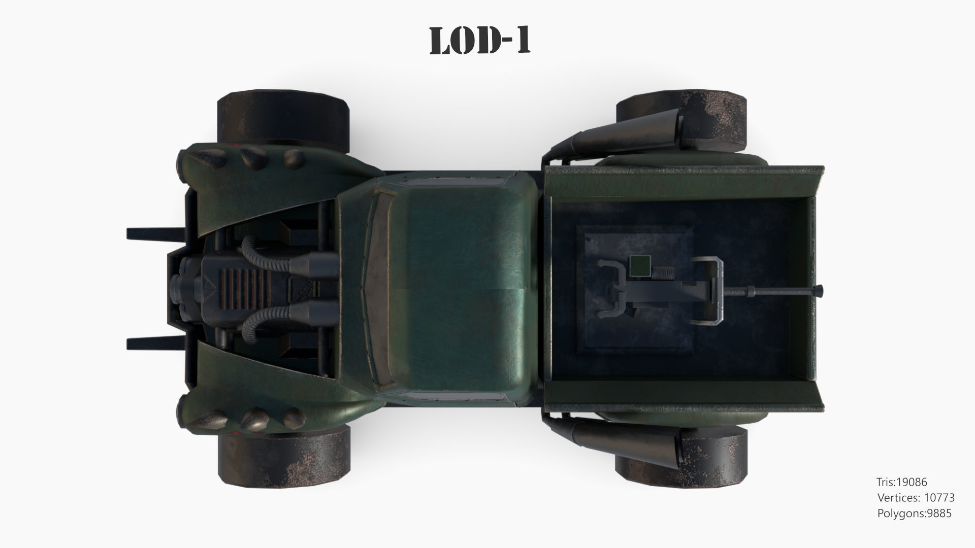 3D model Post Apocalyptic Chevrolet Picap Low-poly War Car Game Asset ...