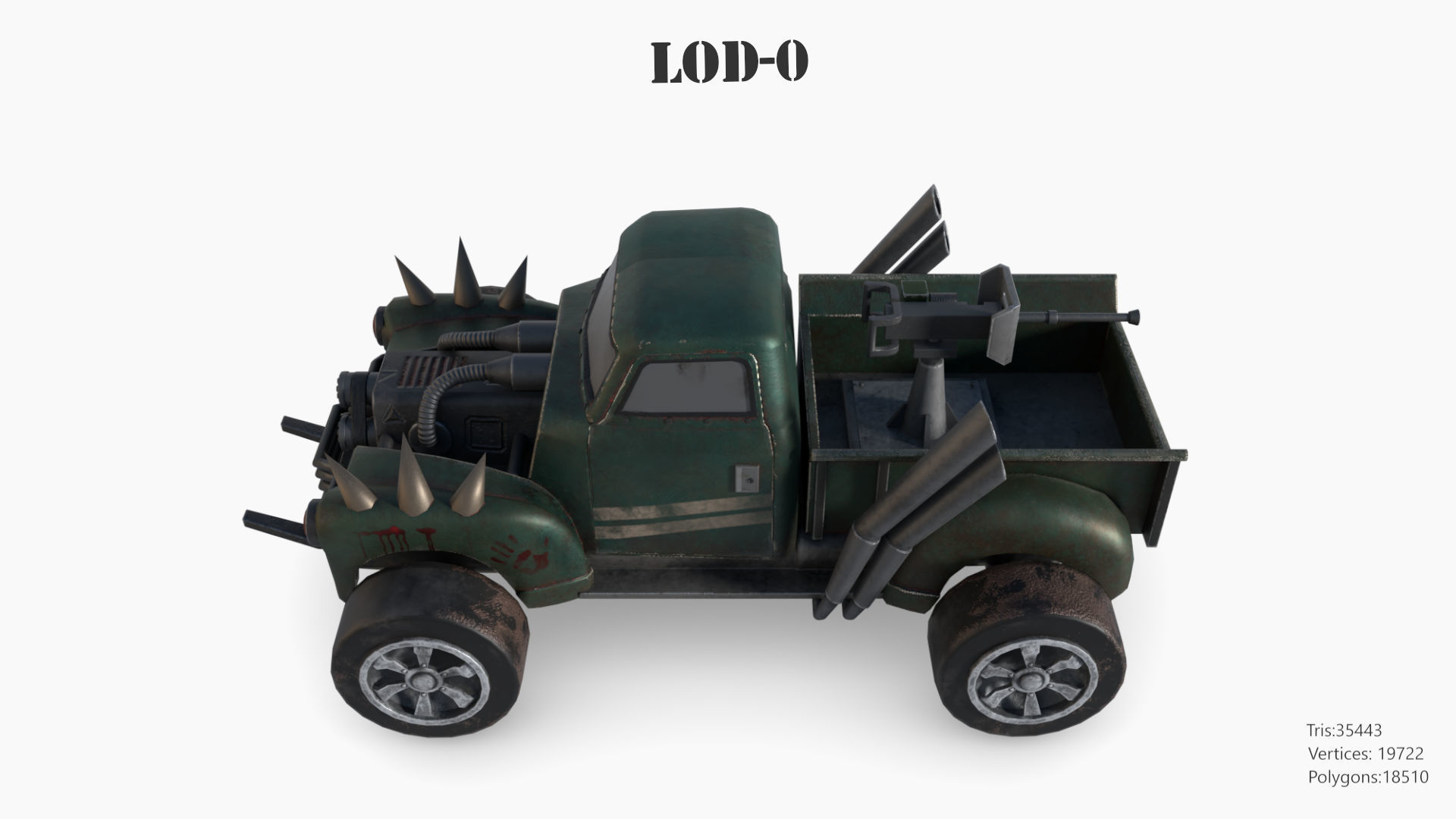 3D model Post Apocalyptic Chevrolet Picap Low-poly War Car Game Asset ...