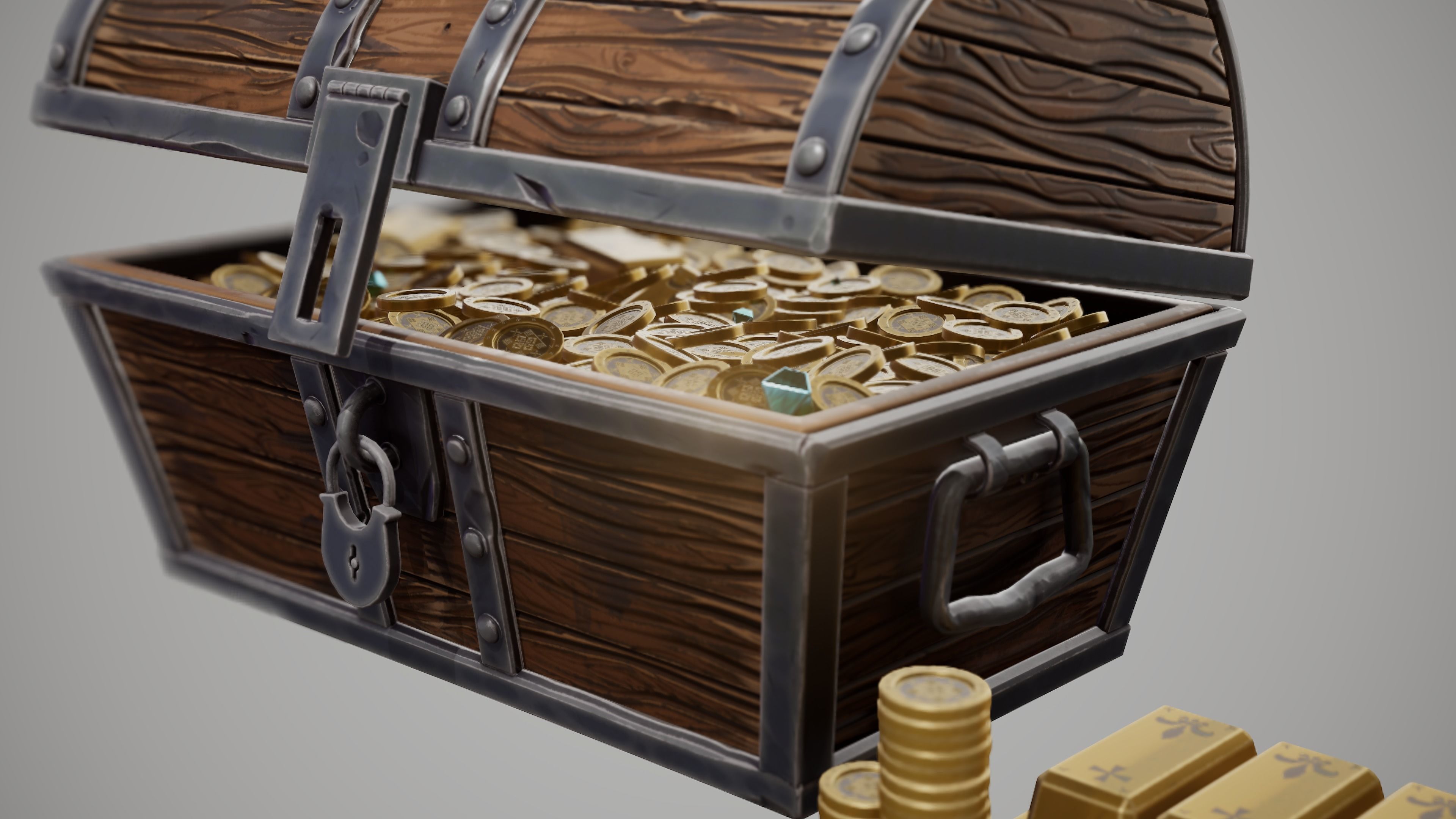 3D model Stylized Gold Chest VR / AR / low-poly | CGTrader