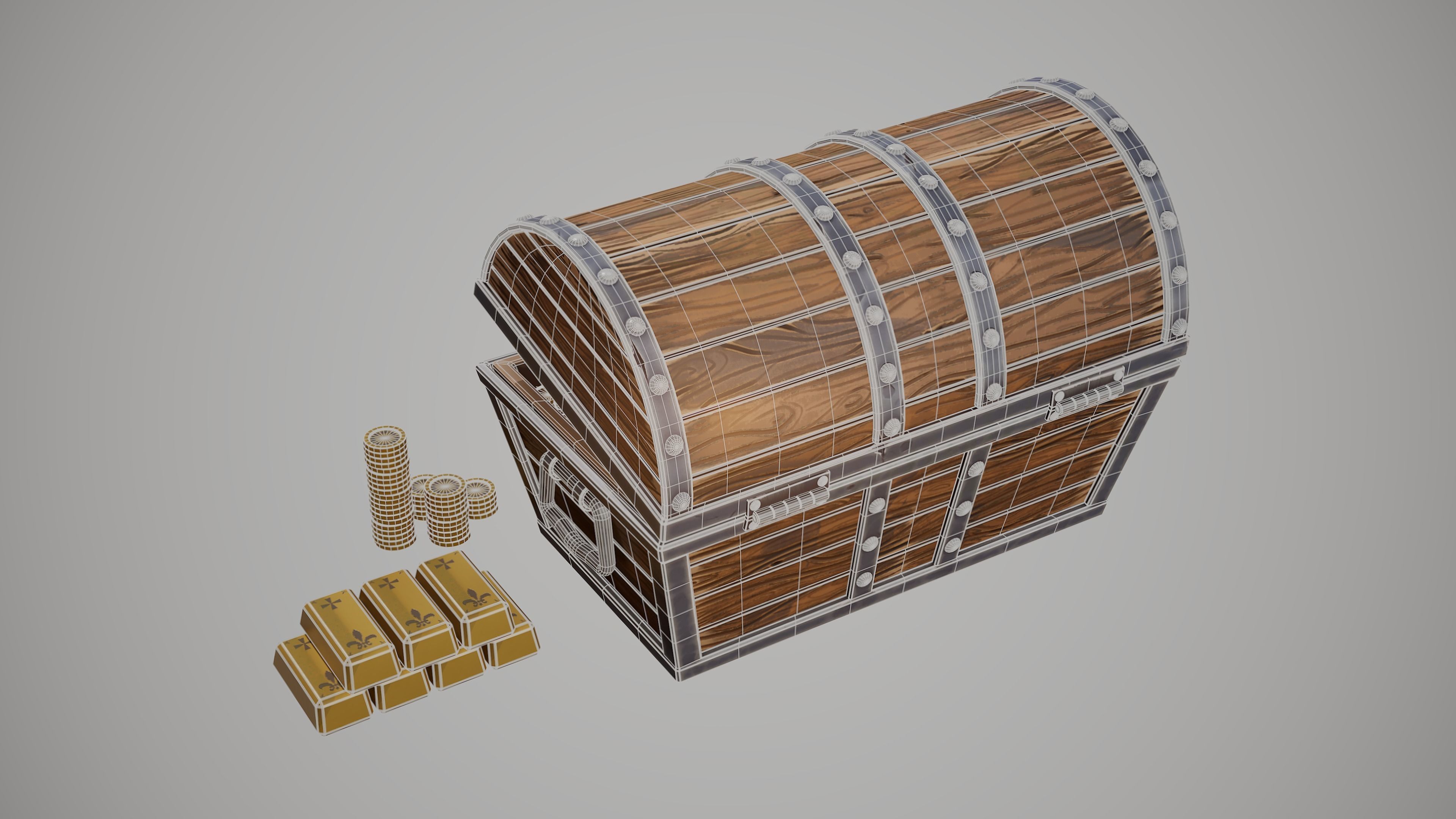 3D model Stylized Gold Chest VR / AR / low-poly | CGTrader
