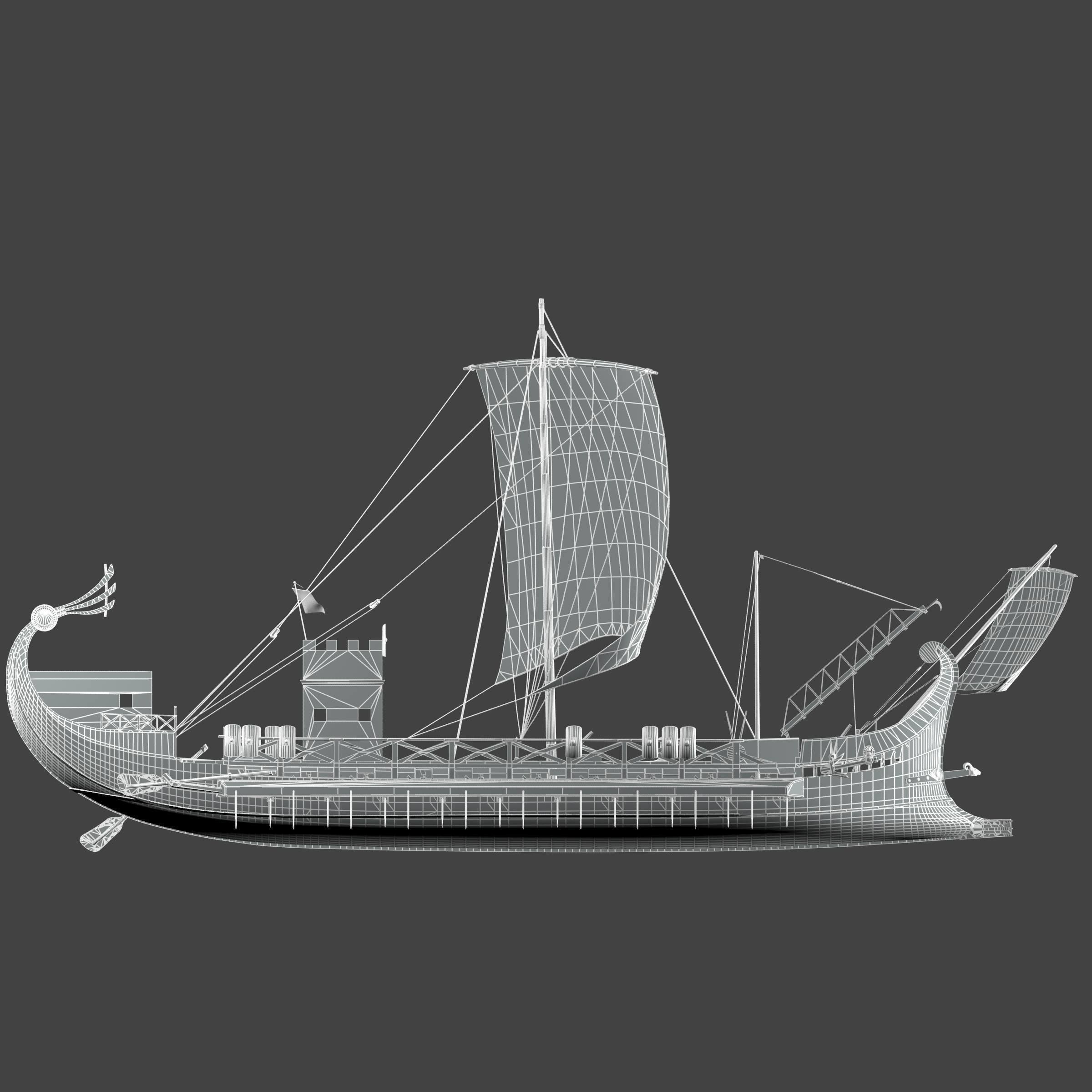 Roman Warship Bireme 3D model | CGTrader