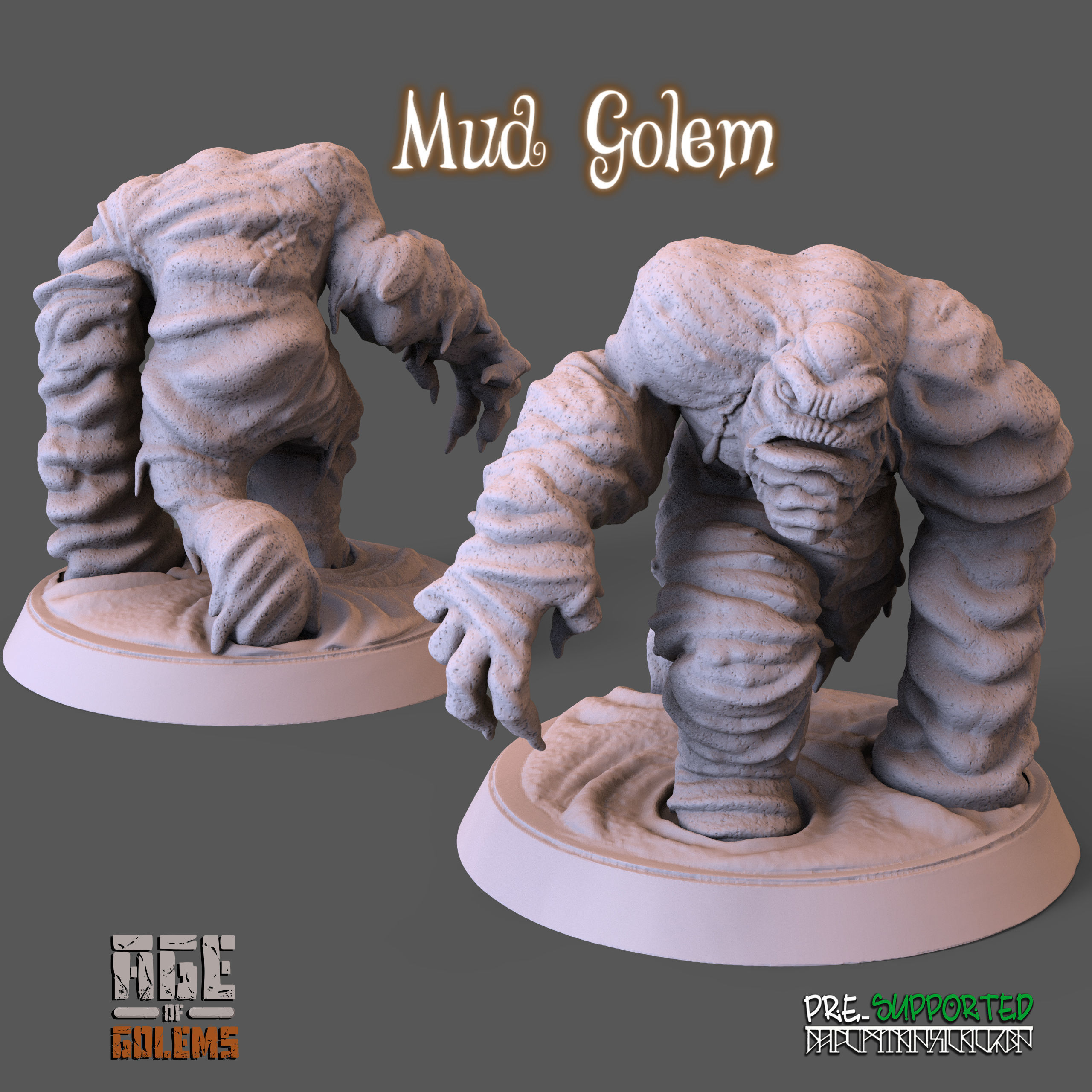 Mud Golem Pose 2 - Age of Golems 3D model 3D printable | CGTrader