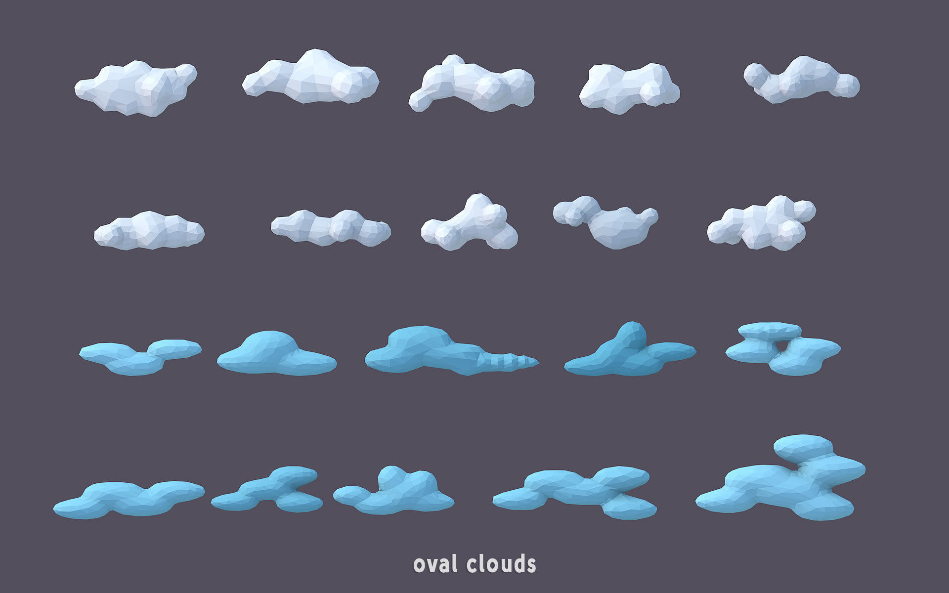 3D model 3D Low Poly 100 Clouds VR / AR / low-poly | CGTrader