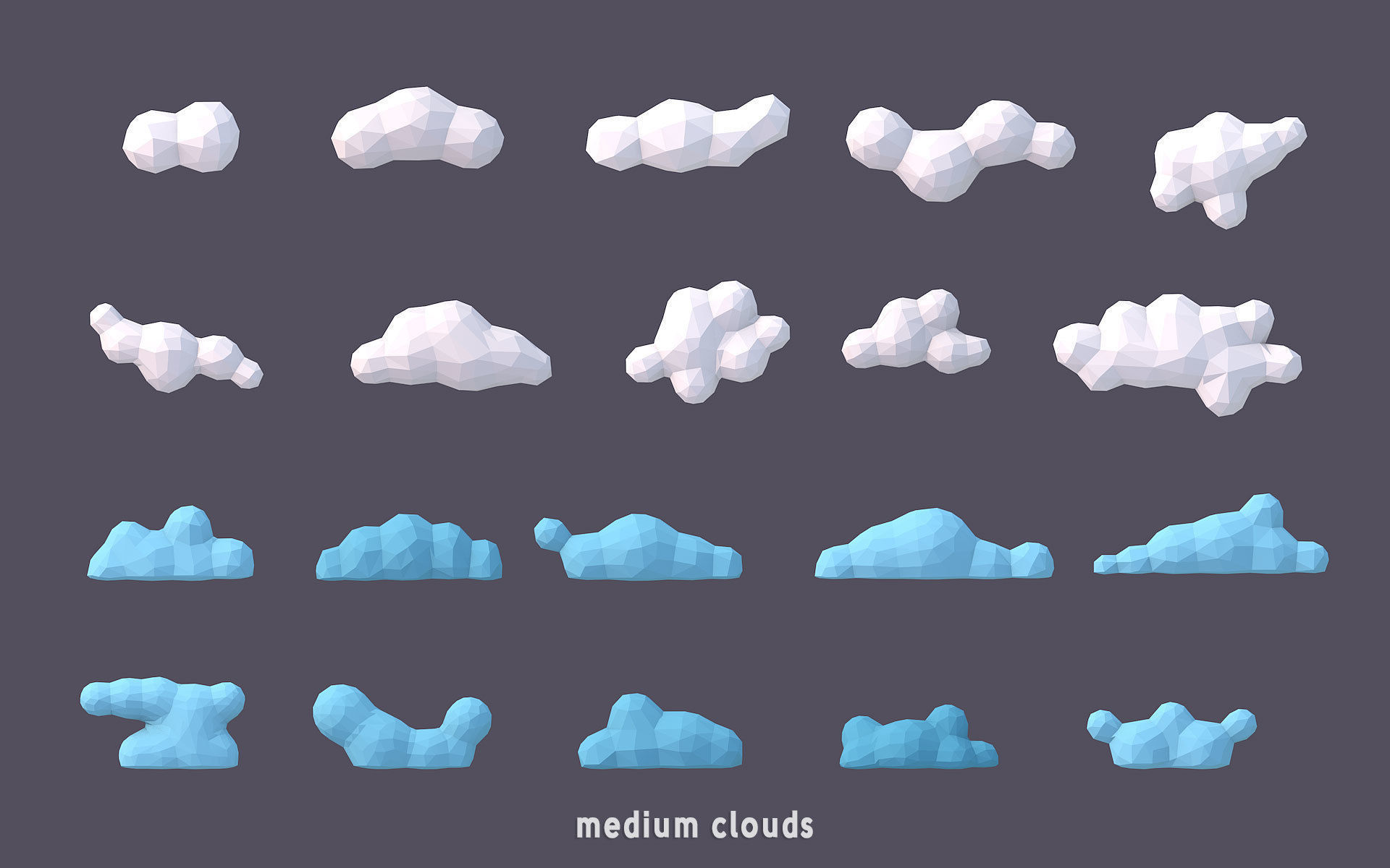 3D model 3D Low Poly 100 Clouds VR / AR / low-poly | CGTrader