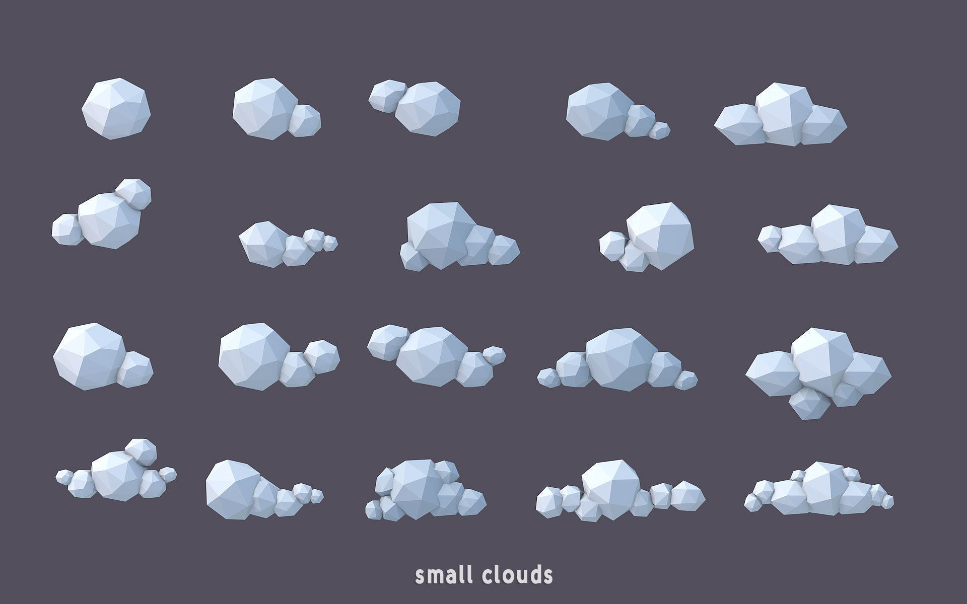 3D model 3D Low Poly 100 Clouds VR / AR / low-poly | CGTrader