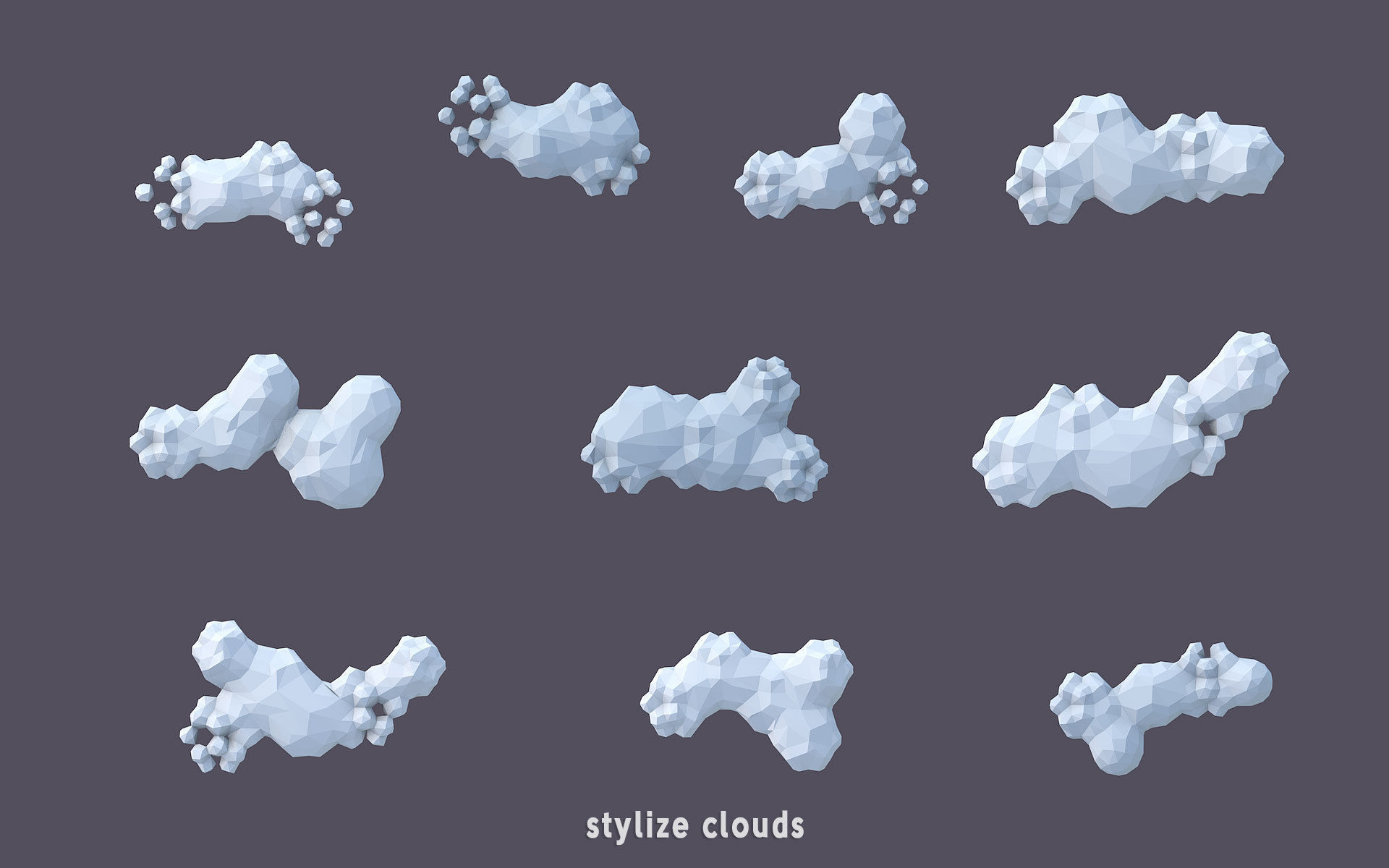 3D model 3D Low Poly 100 Clouds VR / AR / low-poly | CGTrader