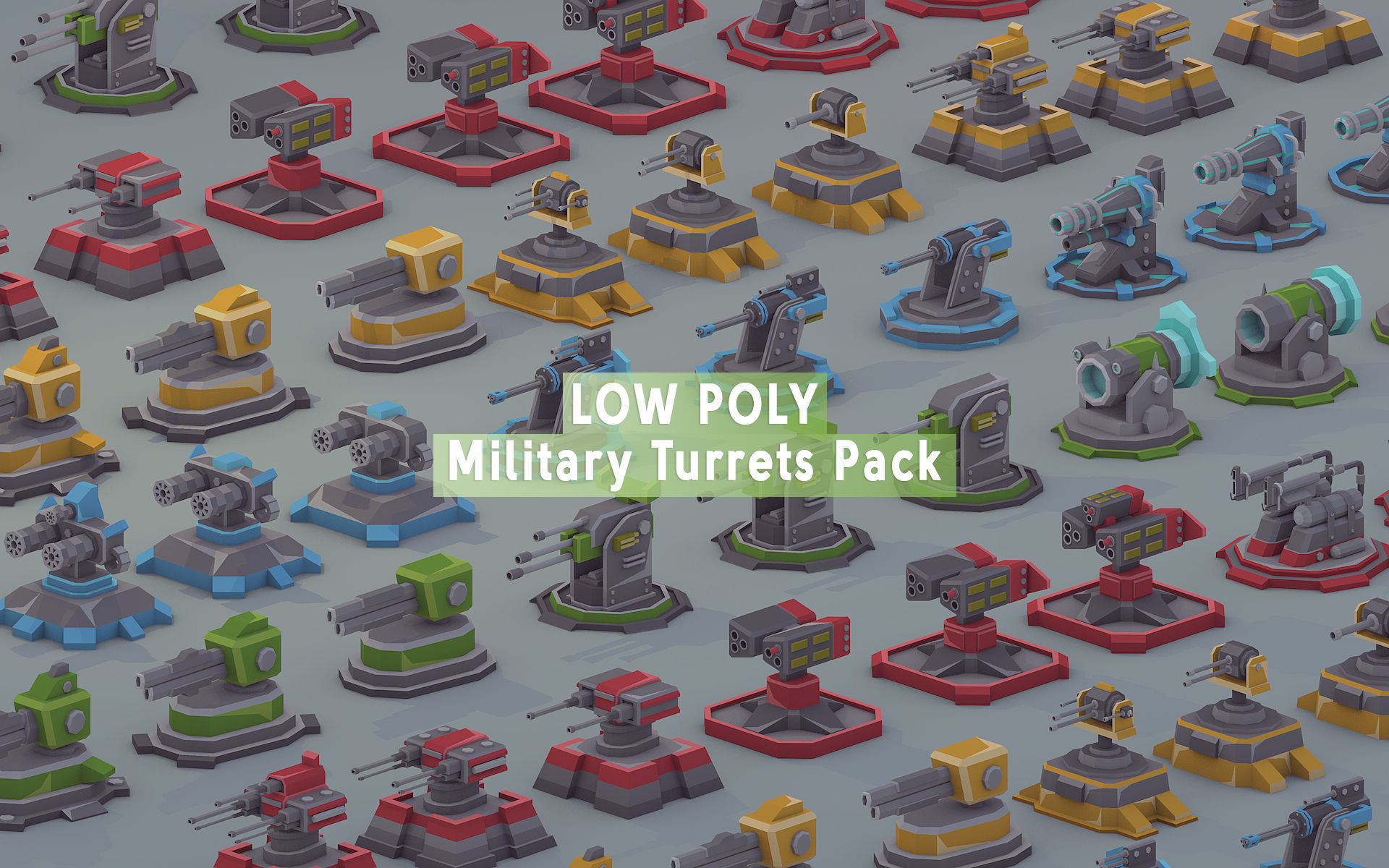 3D model Low Poly Military Turrets Pack VR / AR / low-poly | CGTrader