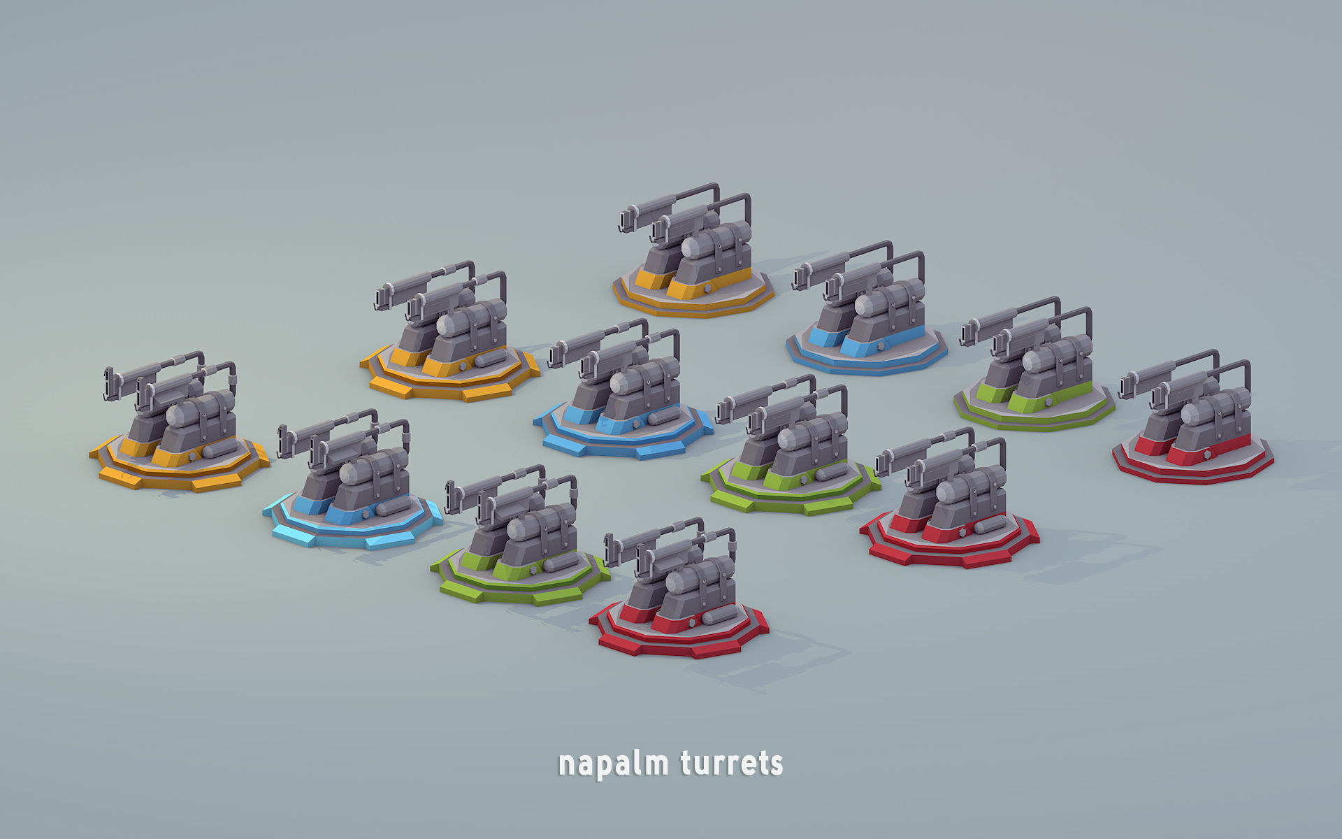 3D model Low Poly Military Turrets Pack VR / AR / low-poly | CGTrader