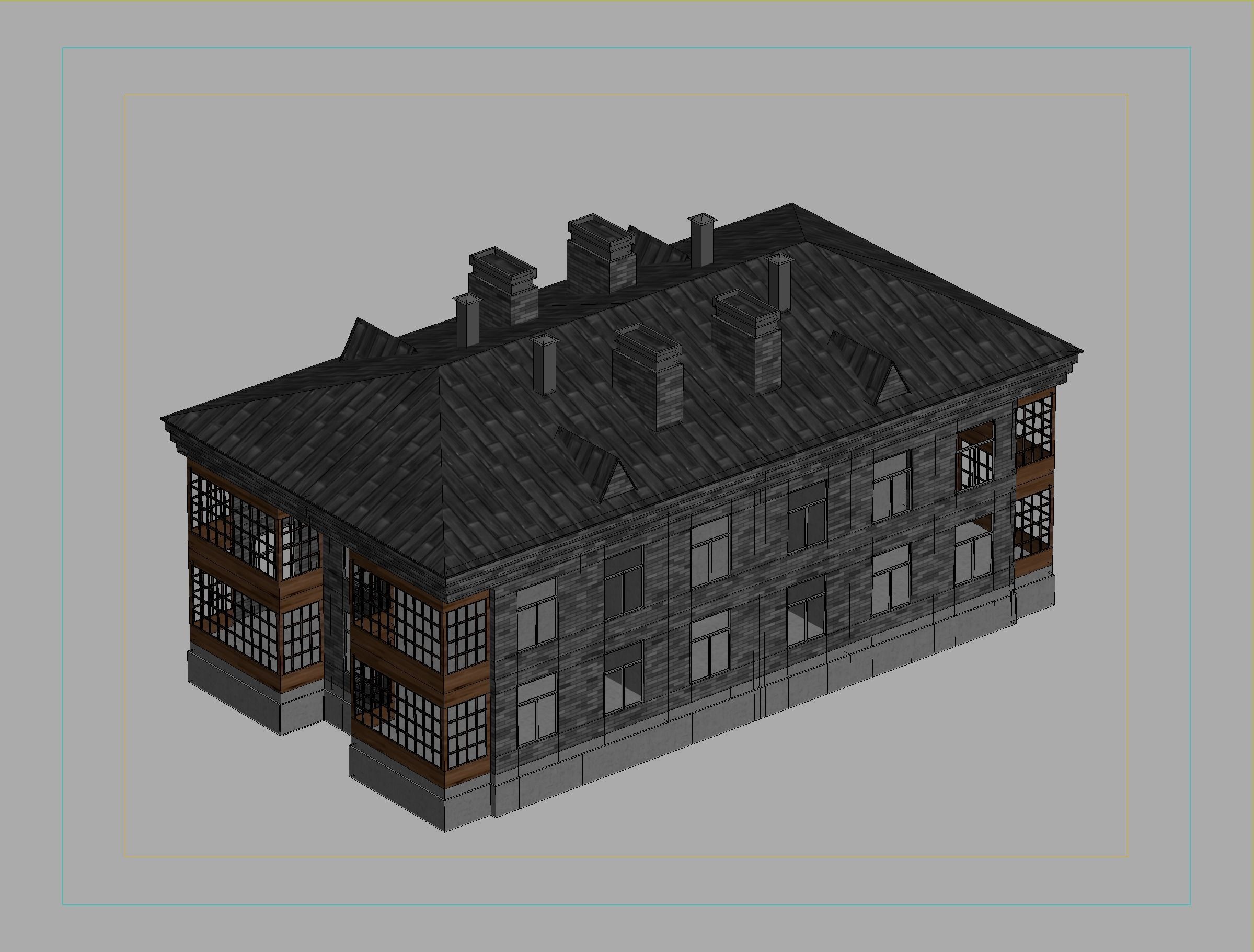 3D model two-storey residential city building VR / AR / low-poly | CGTrader