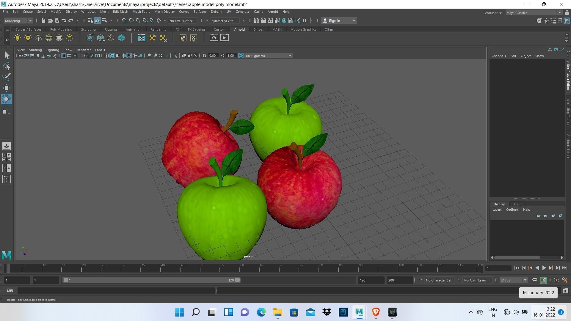 3D model Apple Model maya model green and red apple VR / AR / low-poly ...