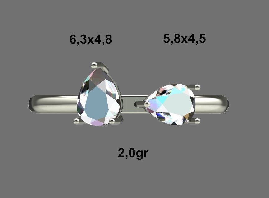 Ring Anel 2 gotas 3D model | CGTrader