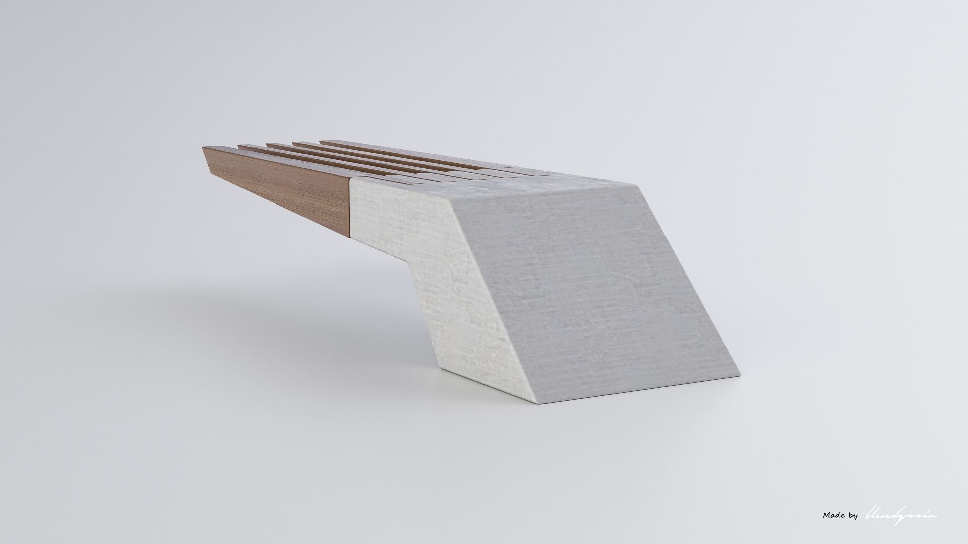PARK MODERN BENCH WING WOOD AND CONCRETE 3D model | CGTrader