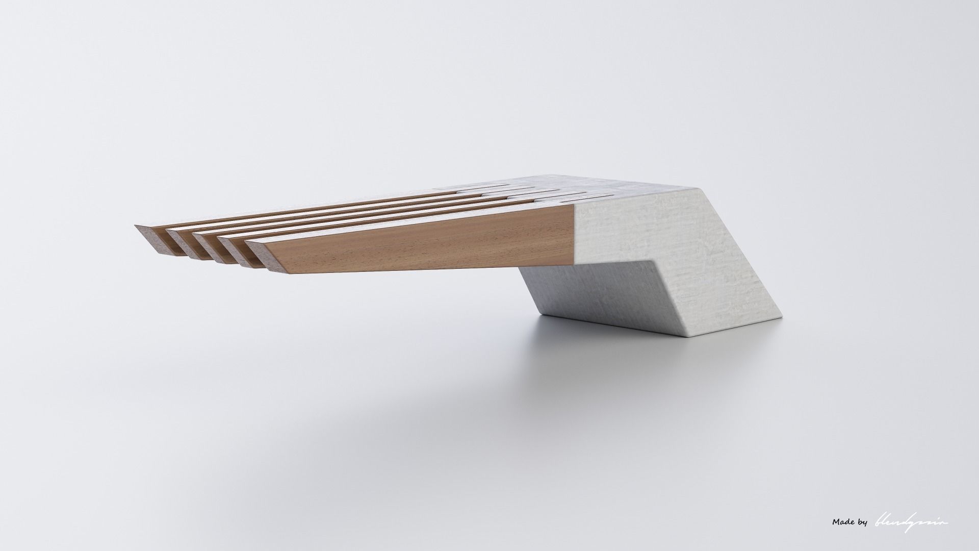 PARK MODERN BENCH WING WOOD AND CONCRETE 3D model | CGTrader