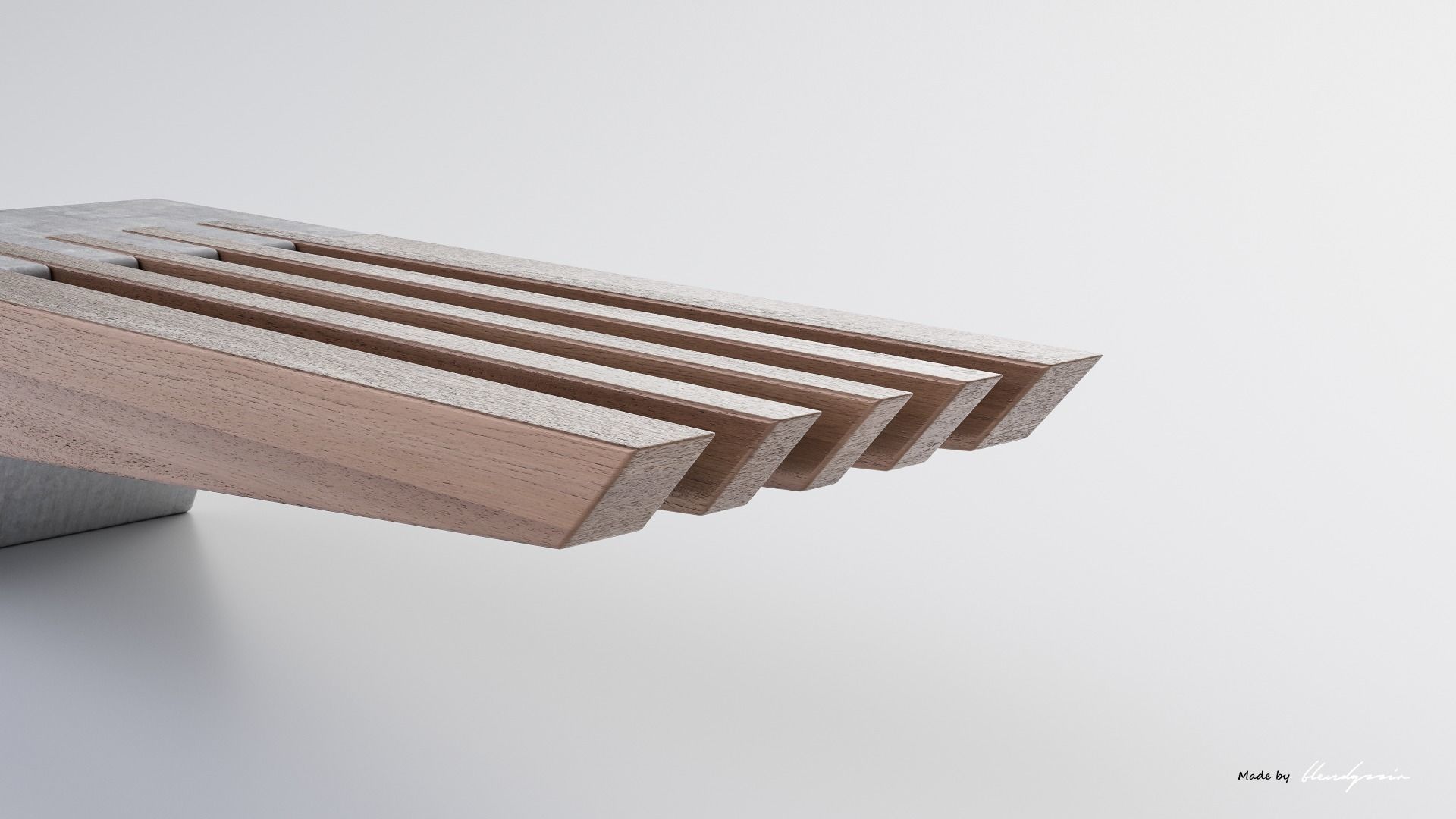 PARK MODERN BENCH WING WOOD AND CONCRETE 3D model | CGTrader