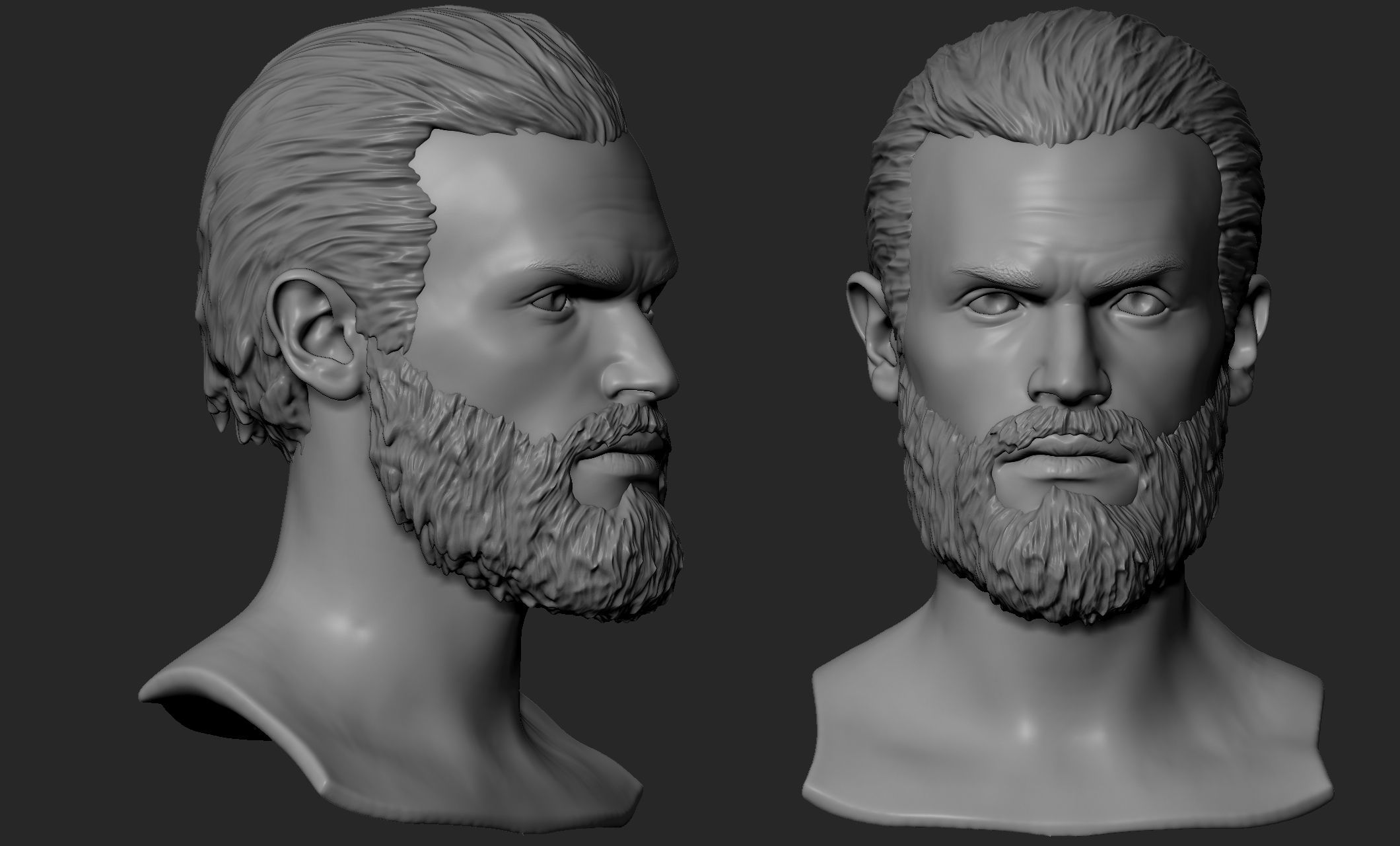 Male Head with Hair and Beard 3D model | CGTrader
