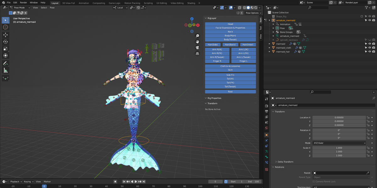 3D model Monster Girl Mermaid VR / AR / low-poly | CGTrader