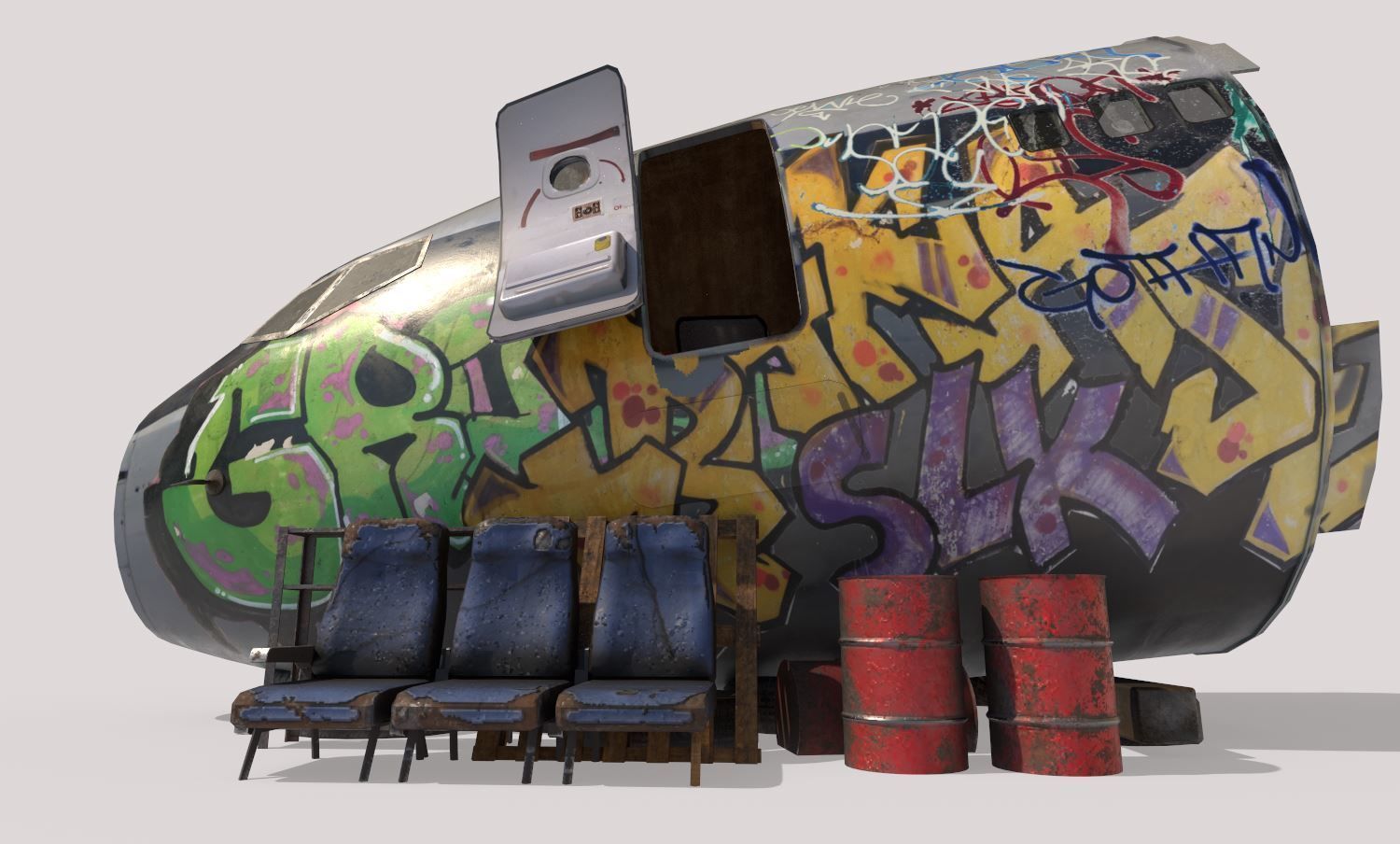 Aircraft Head with Graffiti in the Aircraft Graveyard 3D model | CGTrader