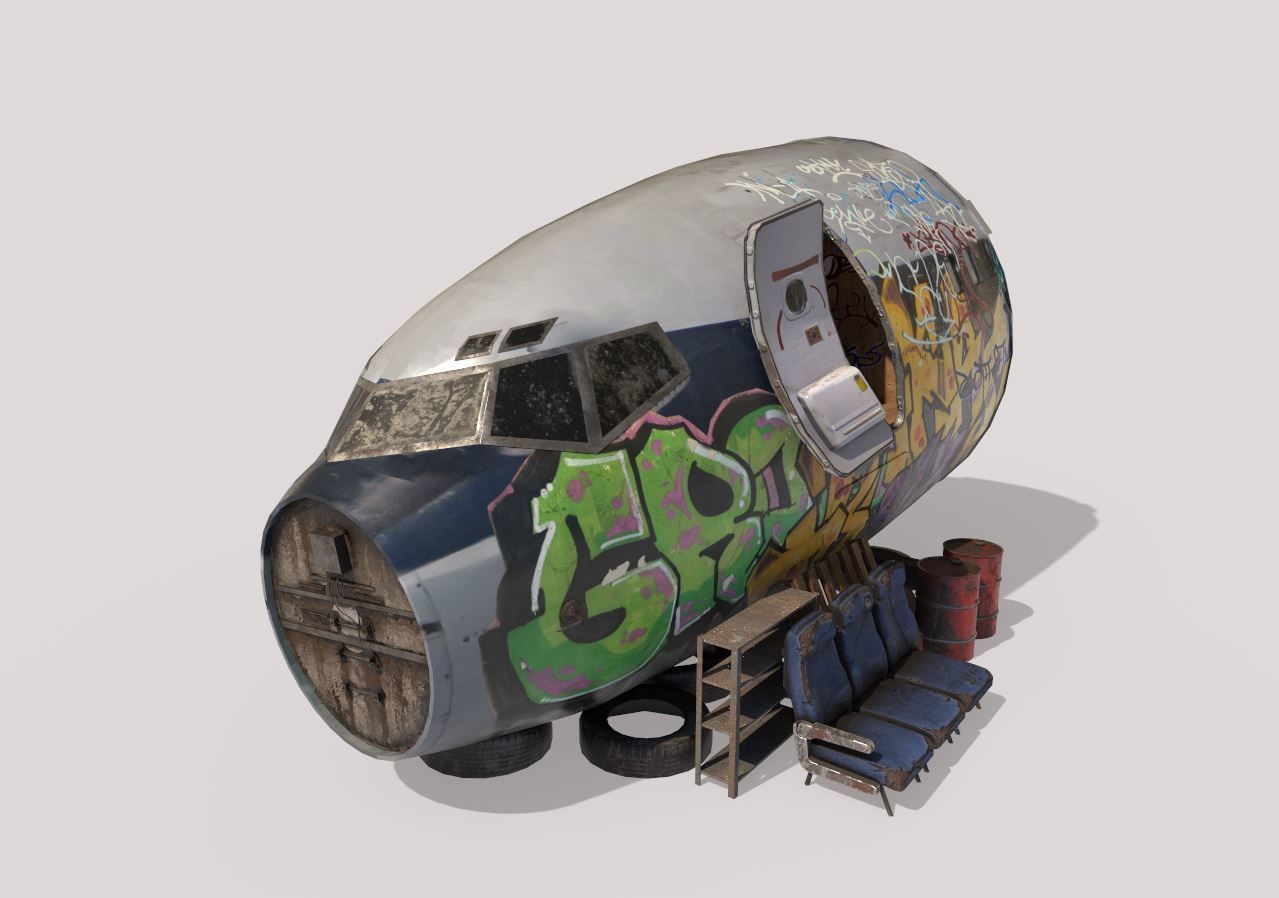 Aircraft Head with Graffiti in the Aircraft Graveyard 3D model | CGTrader