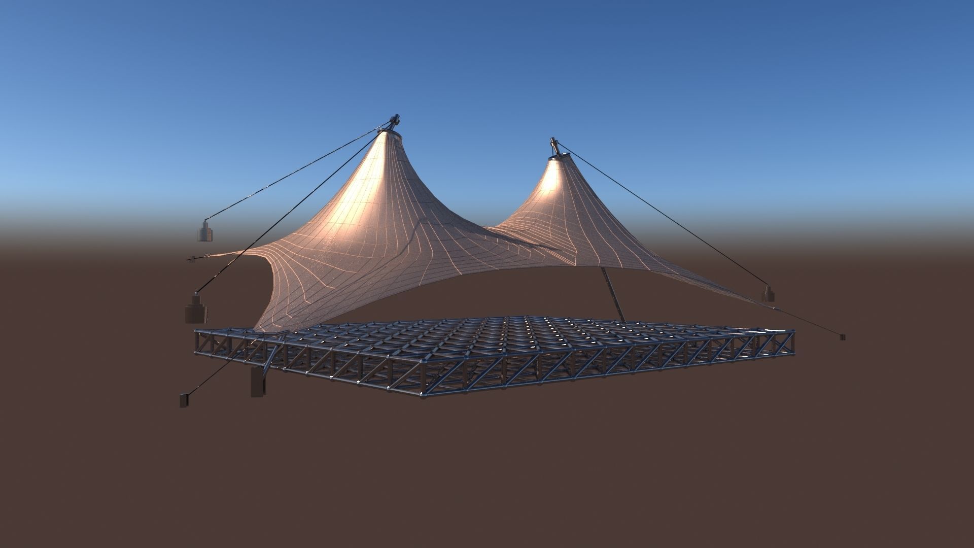 Tensile fabric canopy shading structure 3dmodel 3D model | CGTrader