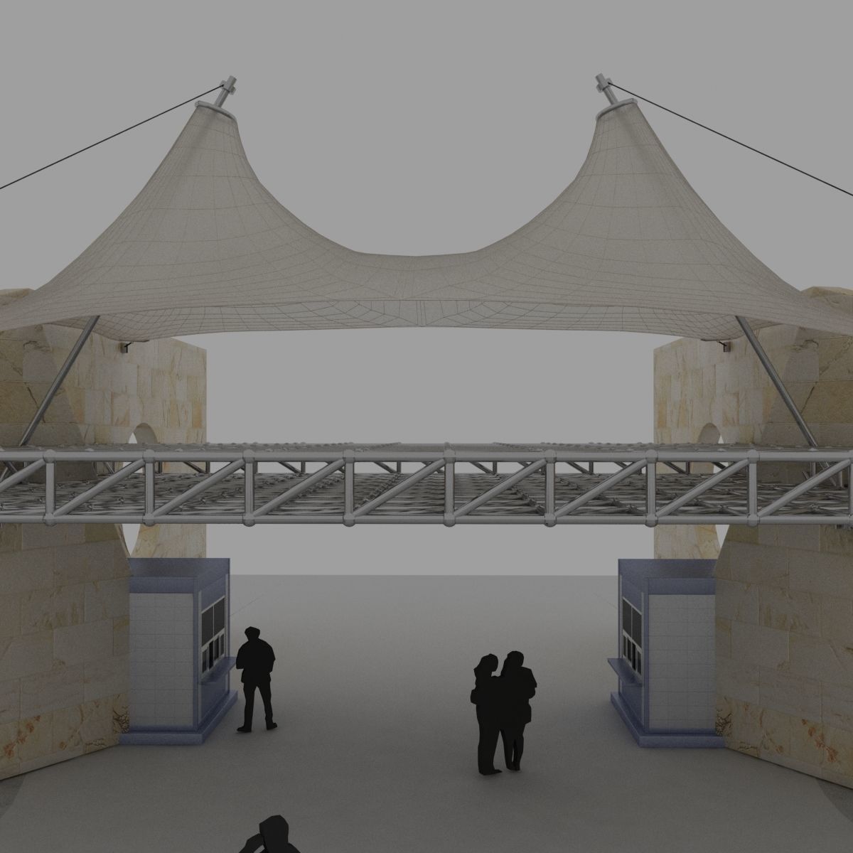 Tensile fabric canopy shading structure 3dmodel 3D model | CGTrader