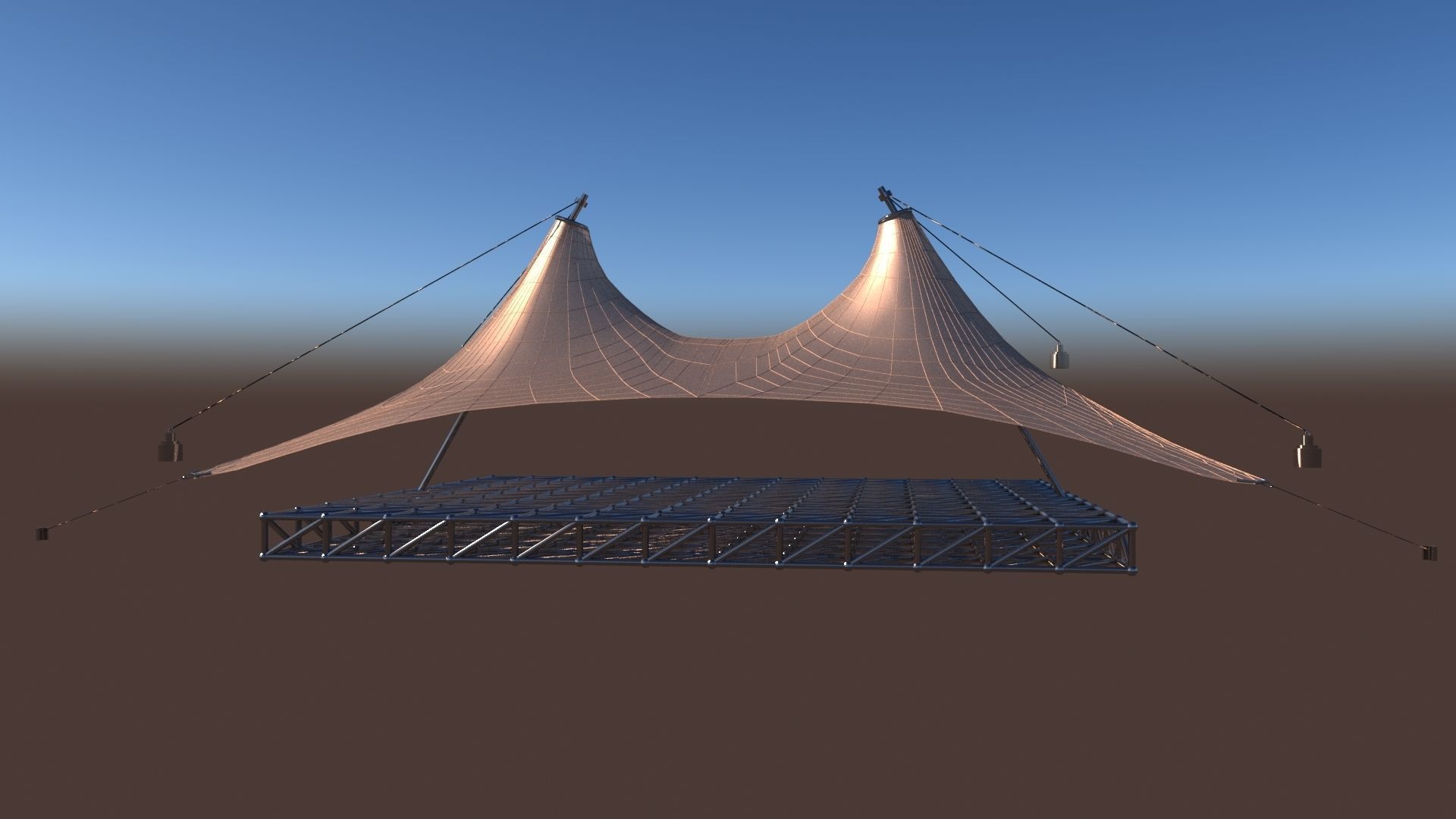 Tensile fabric canopy shading structure 3dmodel 3D model | CGTrader