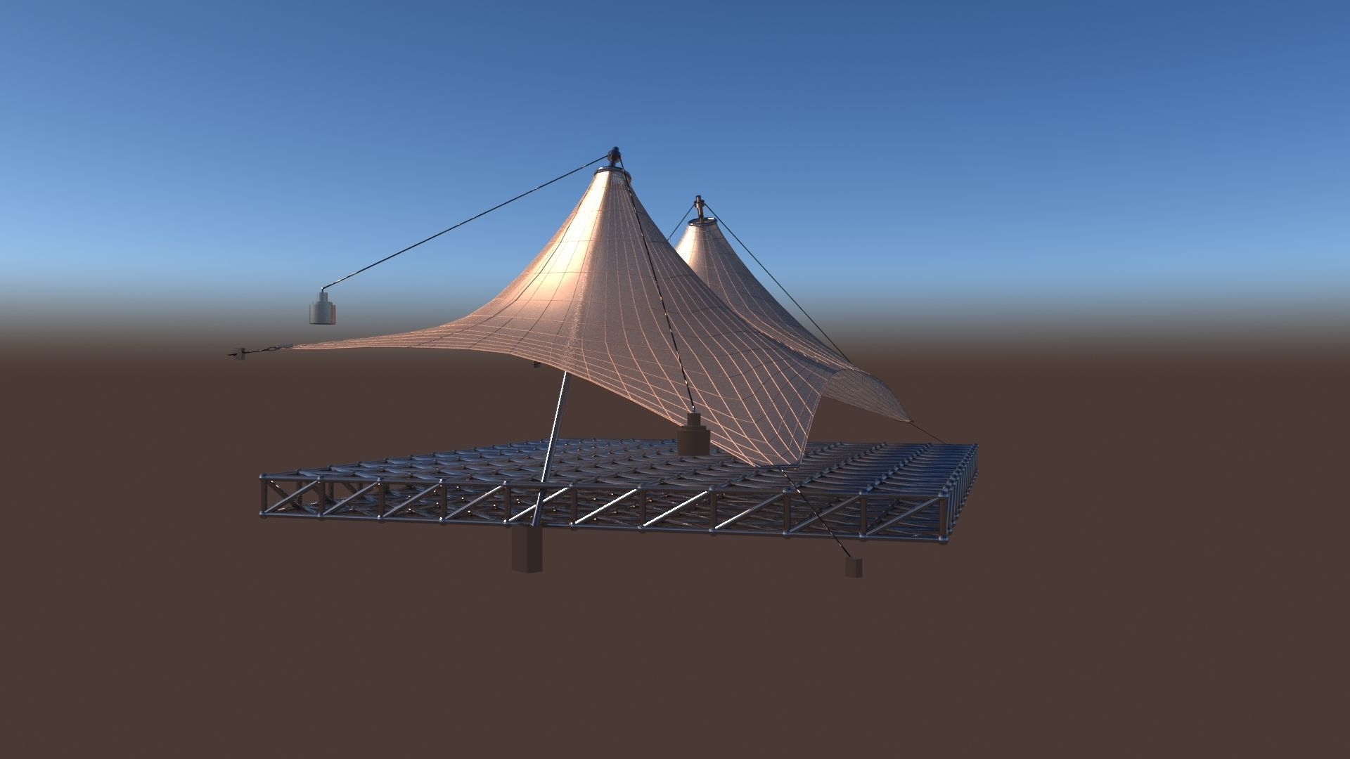 Tensile fabric canopy shading structure 3dmodel 3D model | CGTrader