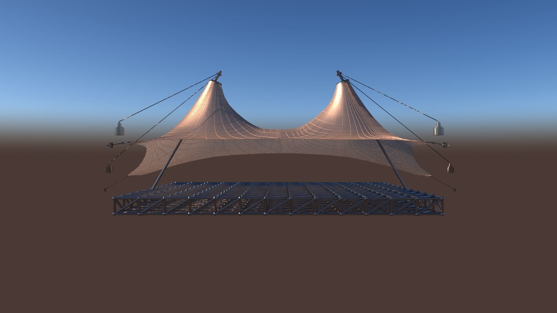 Tensile fabric canopy shading structure 3dmodel 3D model | CGTrader
