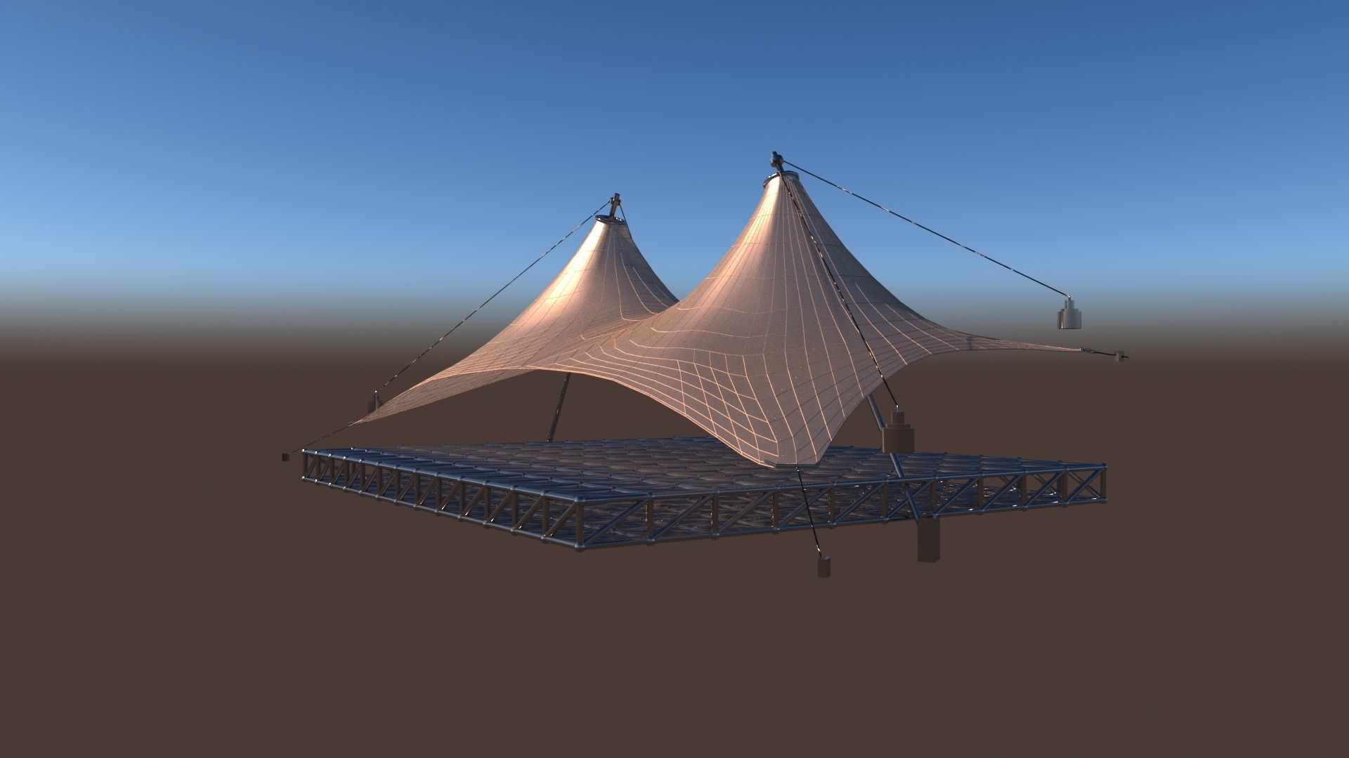 Tensile fabric canopy shading structure 3dmodel 3D model | CGTrader