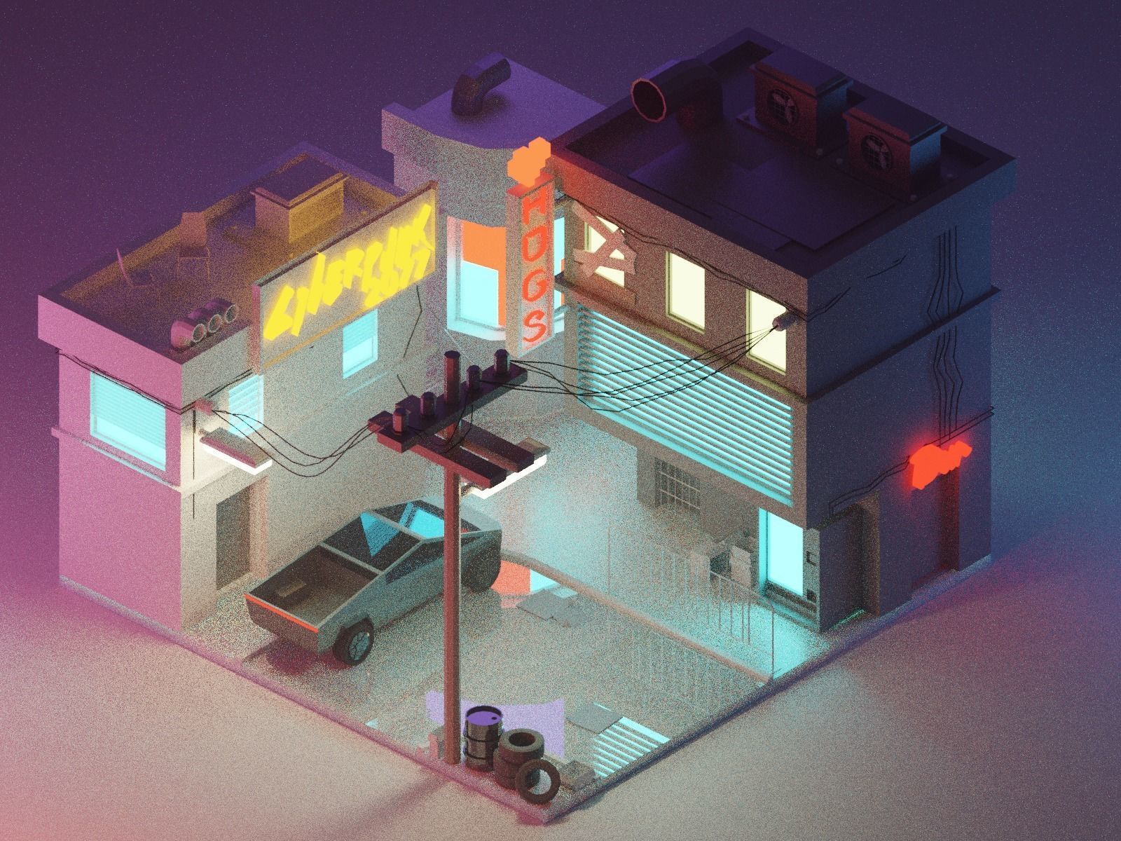 3D model THE CYBERPUNK CITY OF LOW-POLY VR / AR / low-poly | CGTrader
