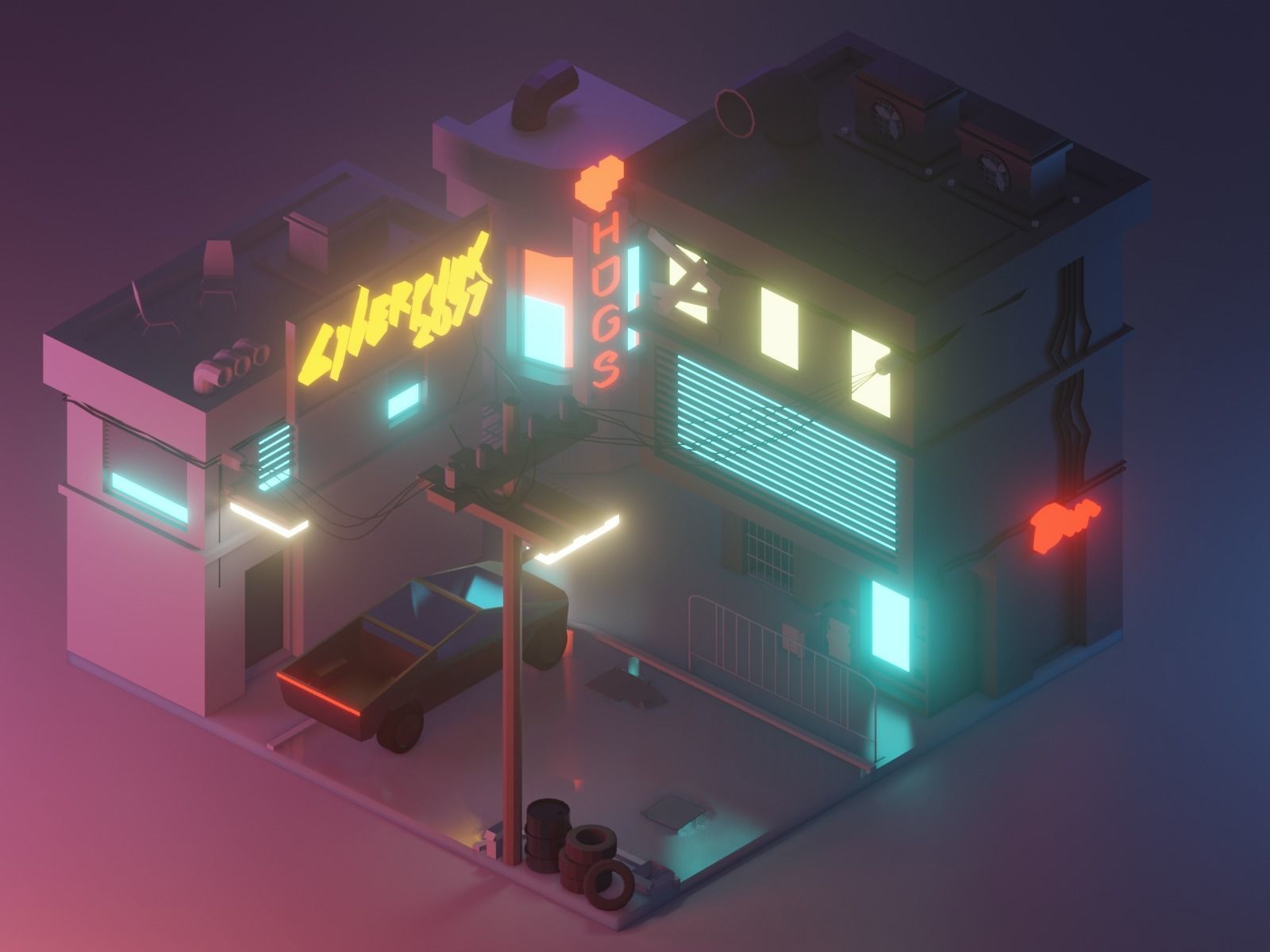 3D model THE CYBERPUNK CITY OF LOW-POLY VR / AR / low-poly | CGTrader
