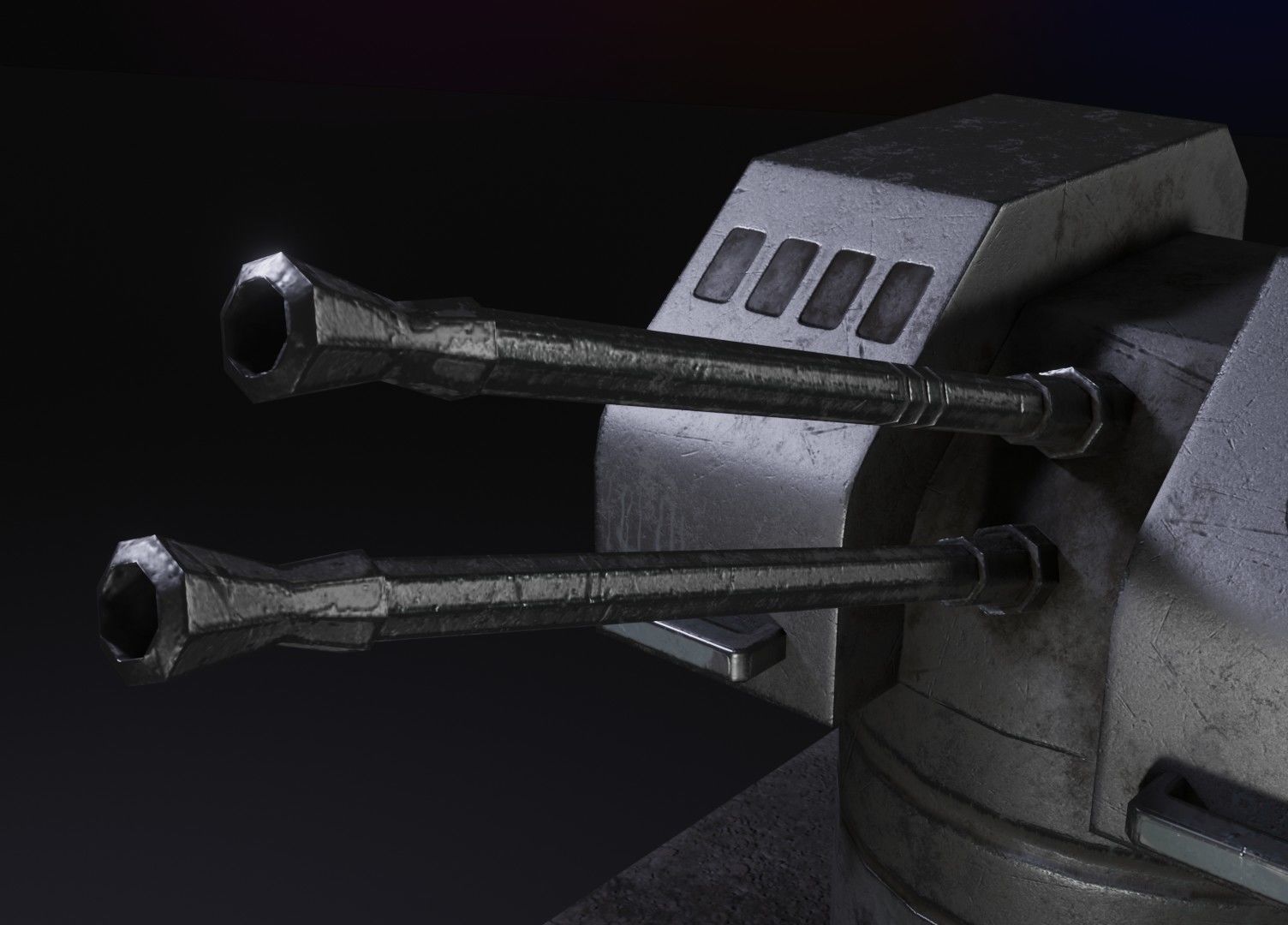 Realistic Turret with two guns on concrete podium gameready free VR ...