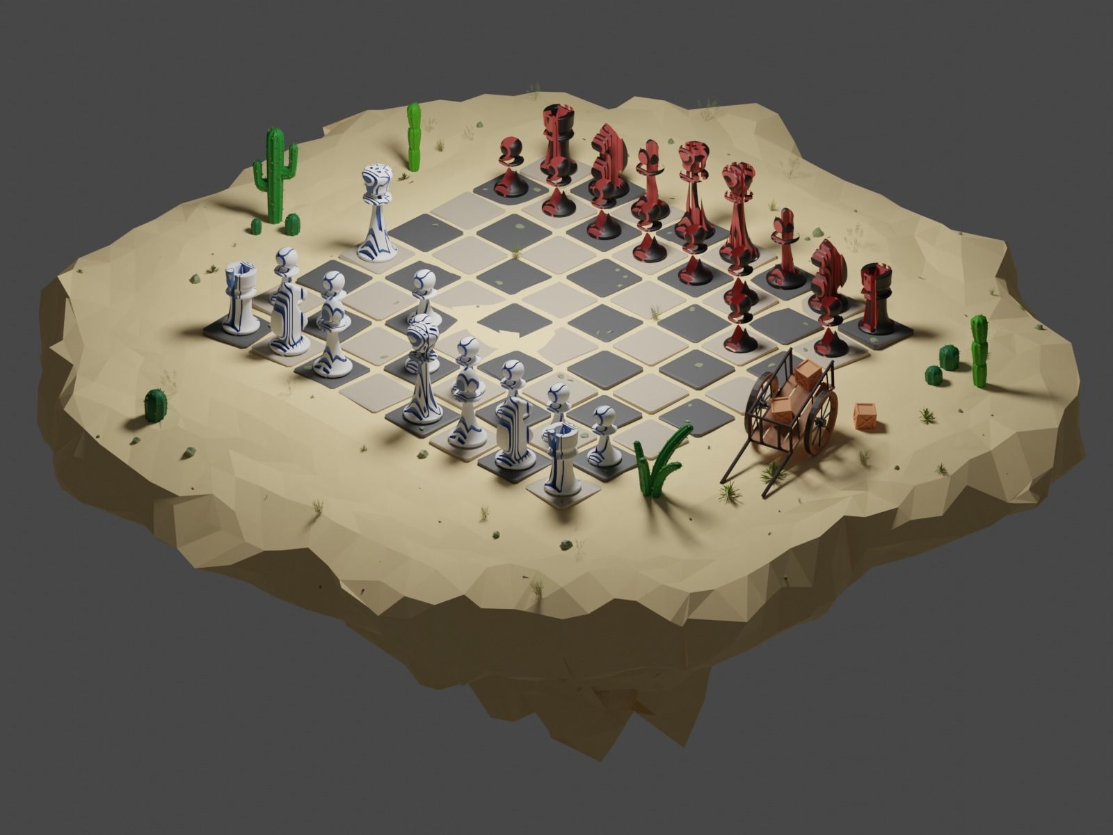 3D model Low Poly Chess Set - 2D-3D VR / AR / low-poly | CGTrader