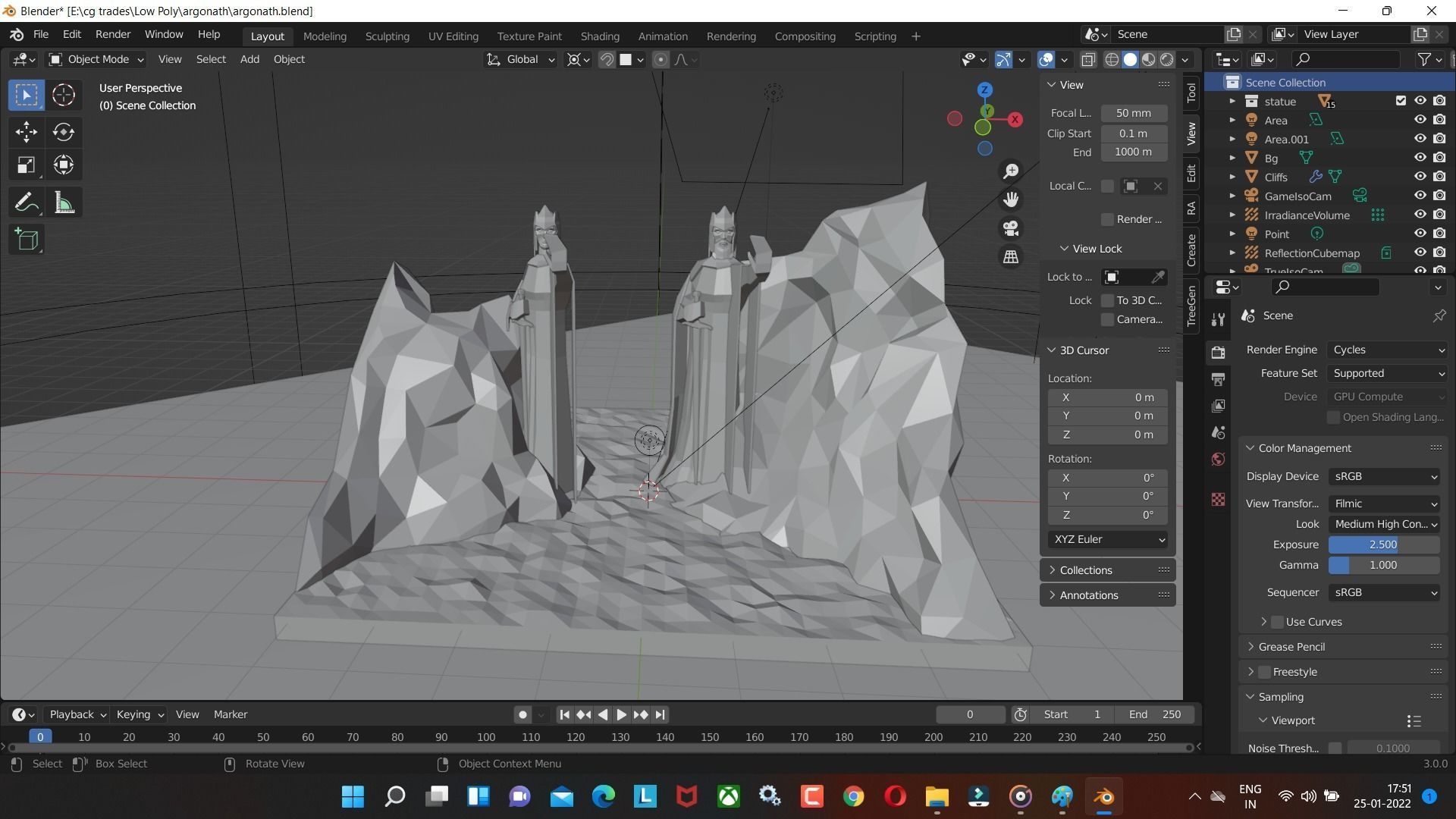 3D model Argonath low poly blender Model for game and cartoon video VR ...
