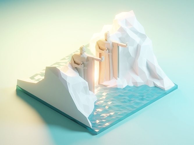 3D model Argonath low poly blender Model for game and cartoon video VR ...