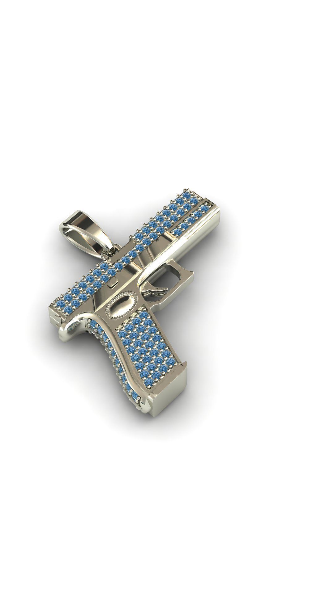 Pistol Pendant Silver Gold Platinum Luxury Jewelry 3DM STL 3D model 3D ...