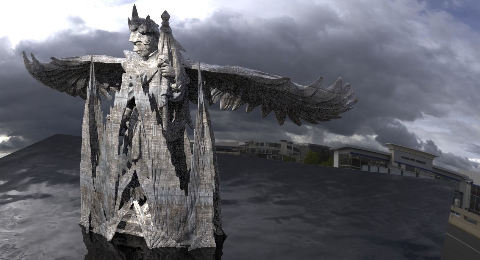 Viking Angels Statue with Walls 3D model | CGTrader