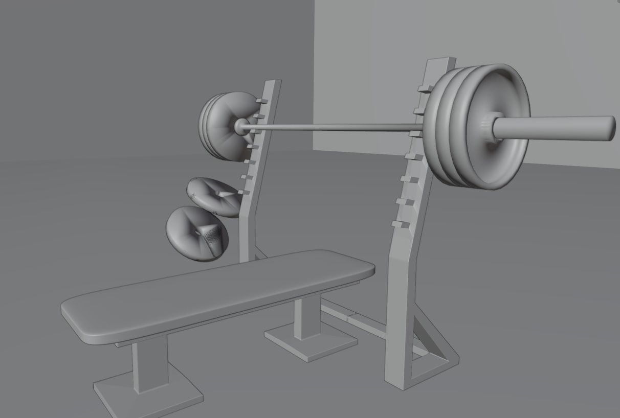 Bench Press Plates and Barbell 3D model | CGTrader