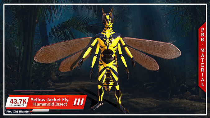 3D model Yellow Jacket Fly VR / AR / low-poly | CGTrader