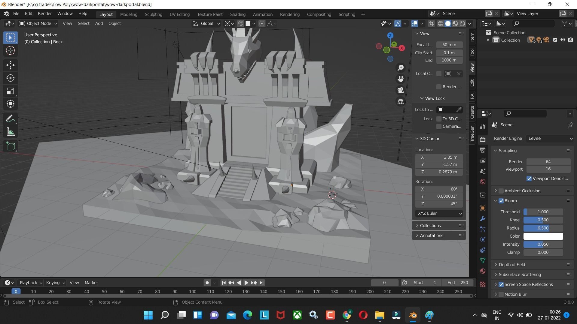 3D model Dark portal 3D game ready low poly render in blender VR / AR ...