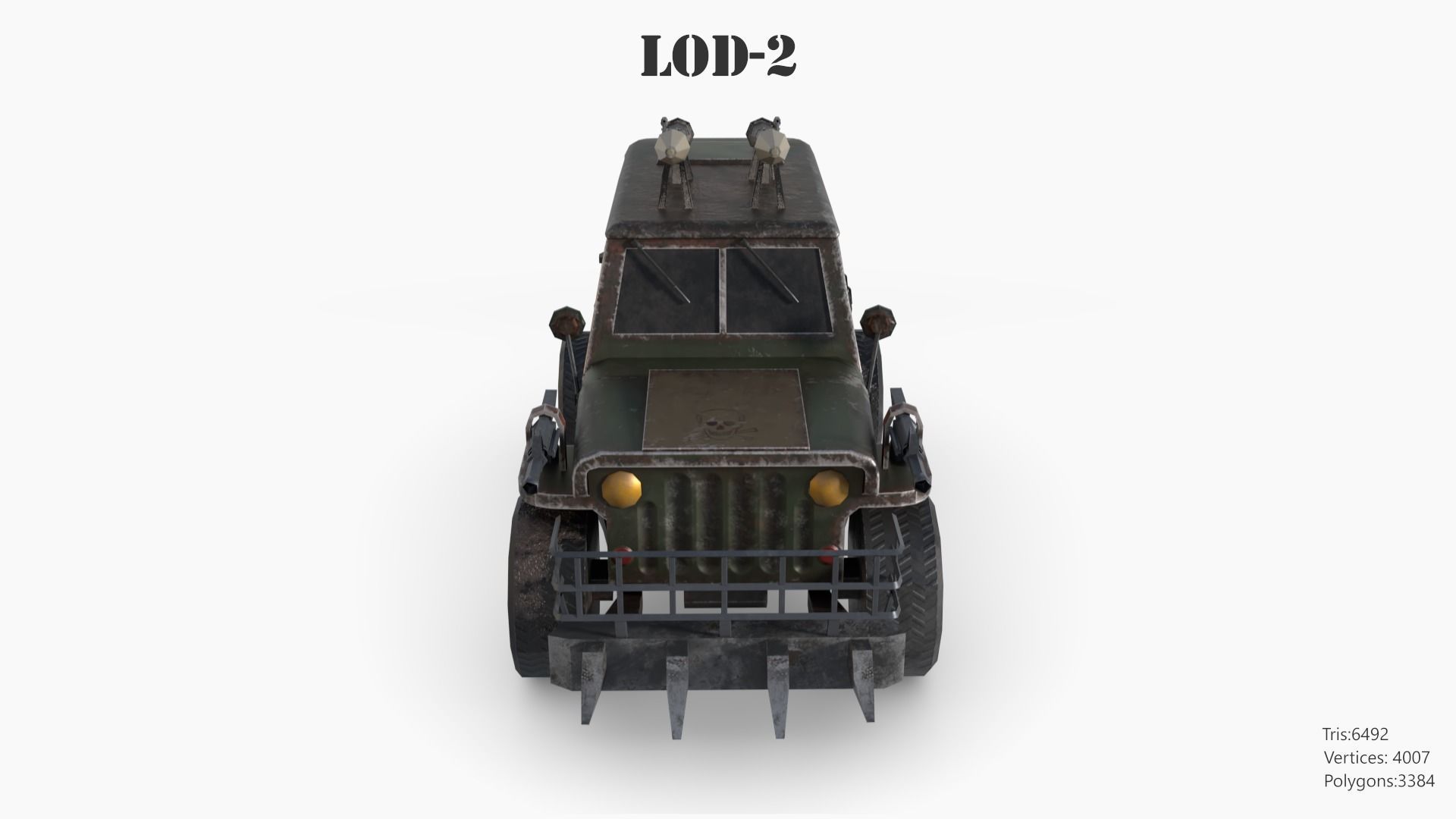 3D model Post Apocalyptic Jeep Low-poly War Car Game Asset VR / AR ...