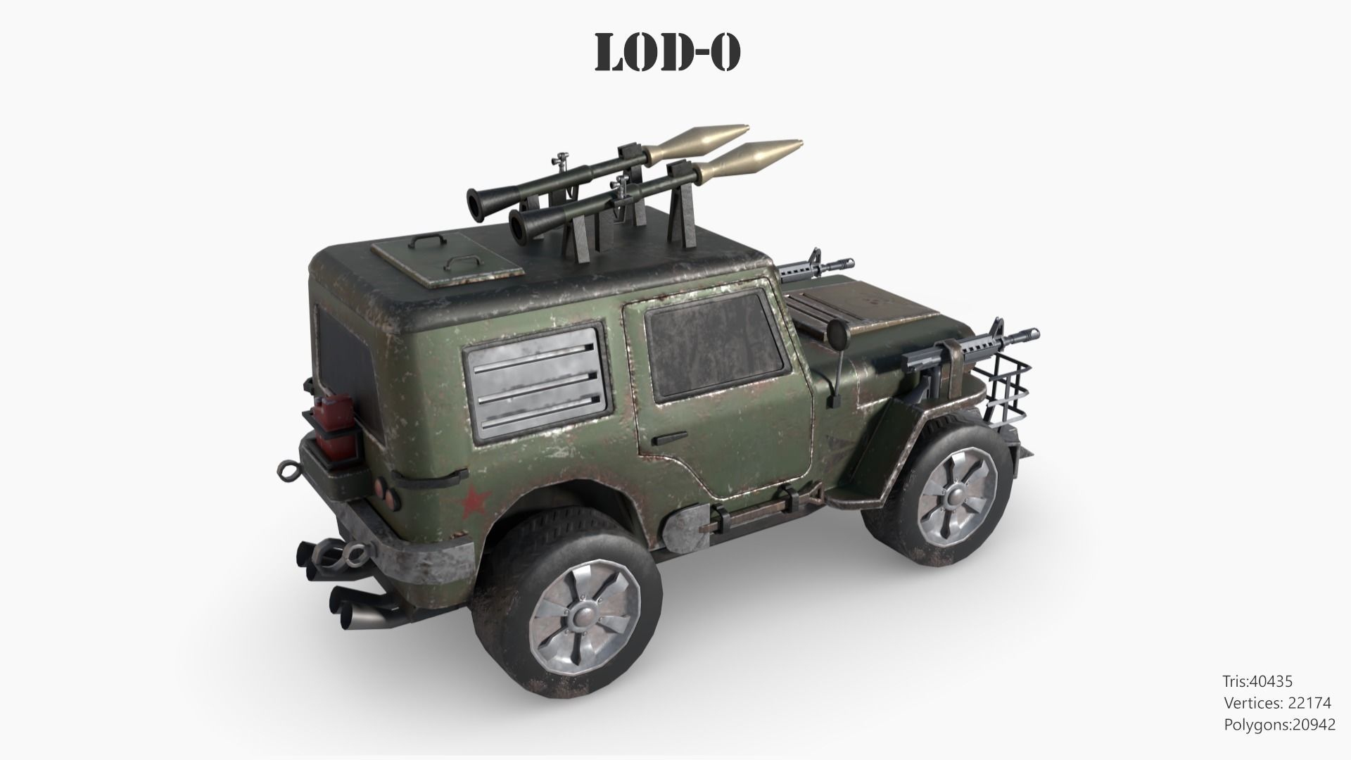 3D model Post Apocalyptic Jeep Low-poly War Car Game Asset VR / AR ...