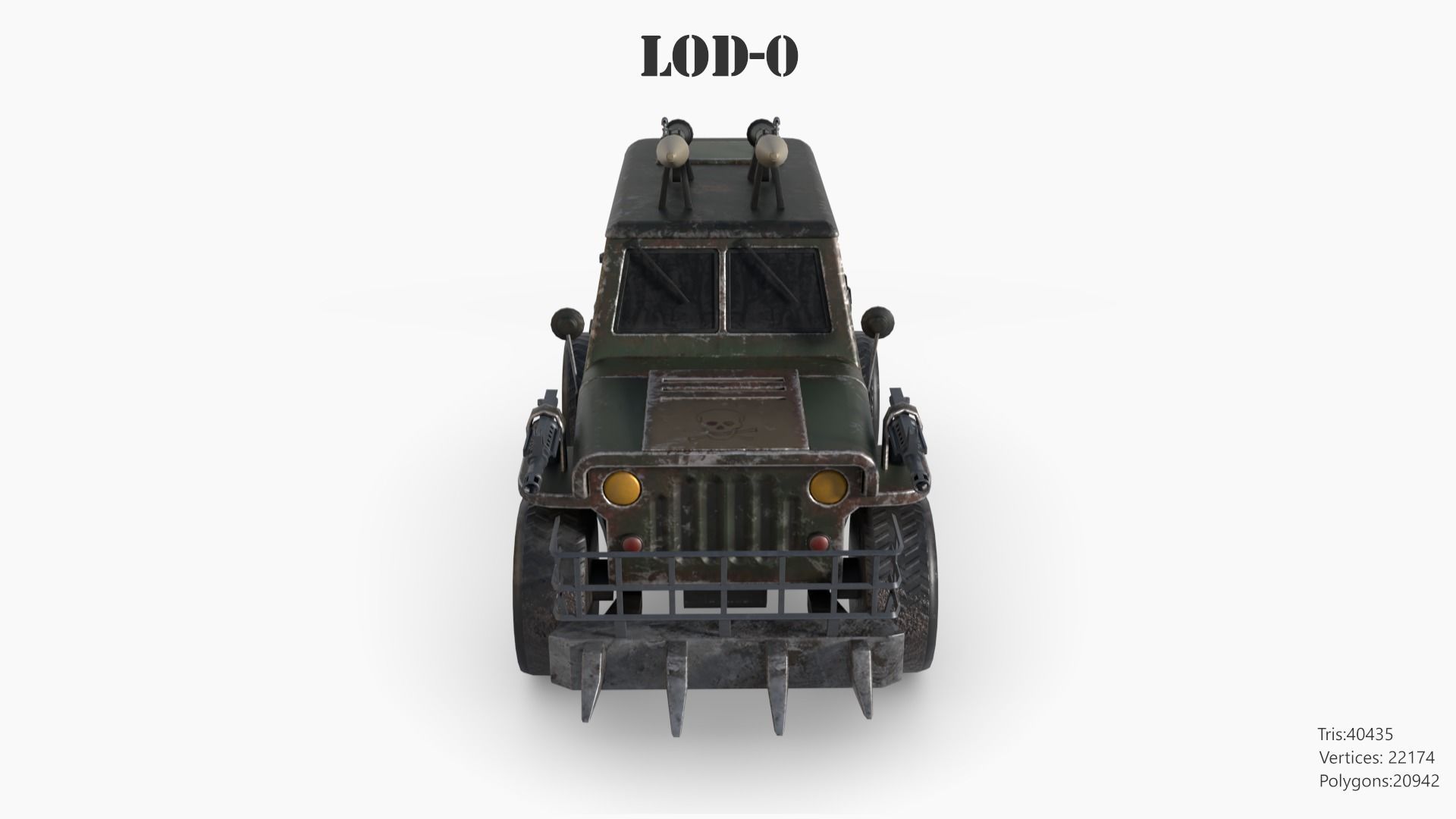 3D model Post Apocalyptic Jeep Low-poly War Car Game Asset VR / AR ...