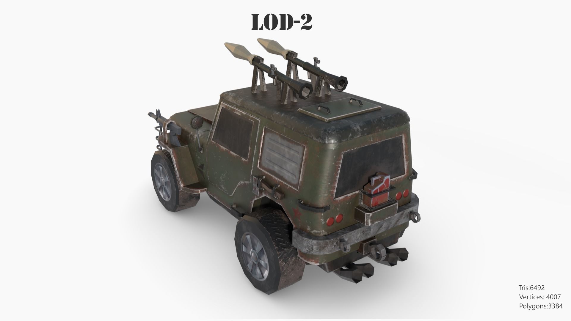 3D model Post Apocalyptic Jeep Low-poly War Car Game Asset VR / AR ...