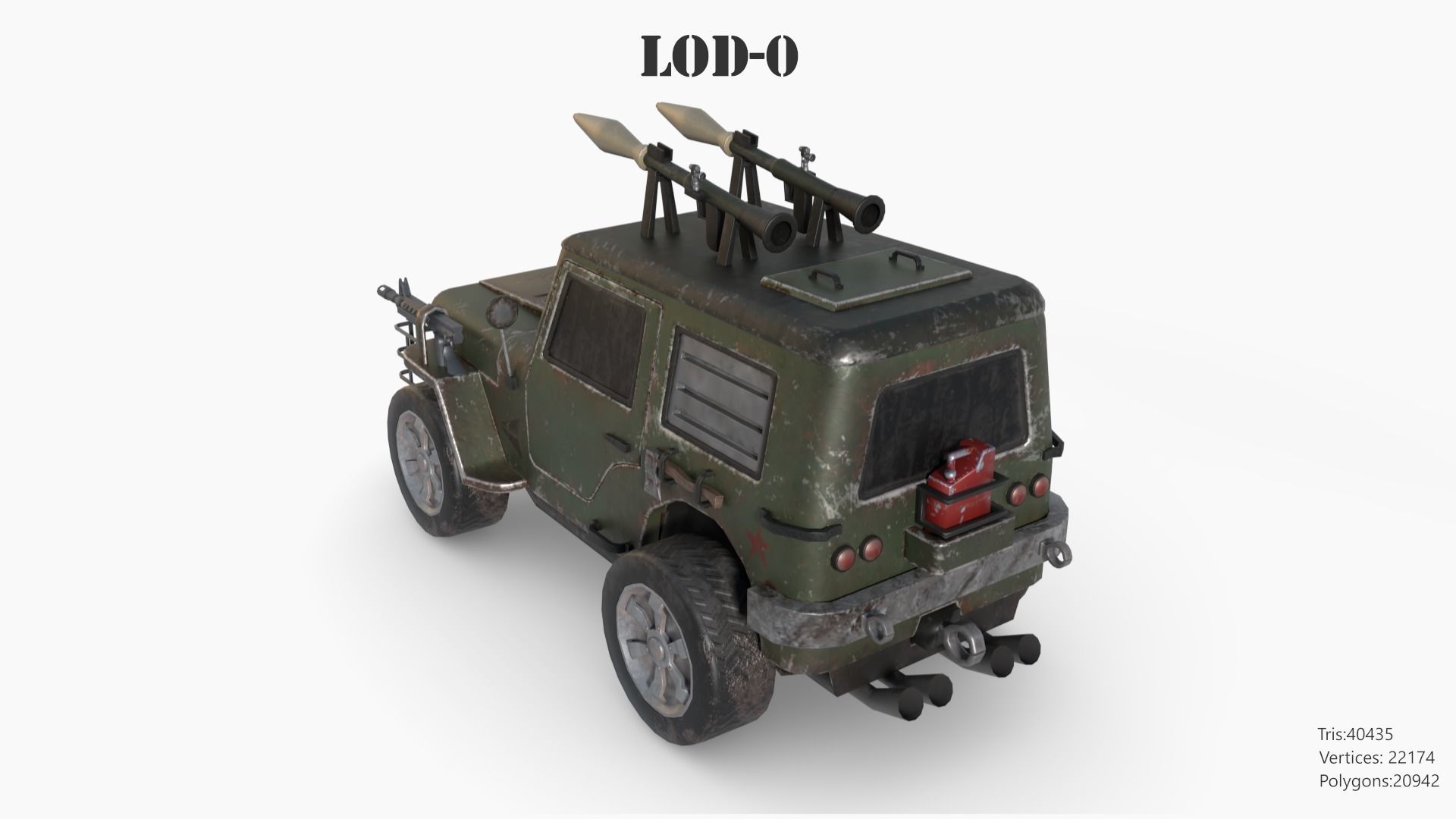 3D model Post Apocalyptic Jeep Low-poly War Car Game Asset VR / AR ...