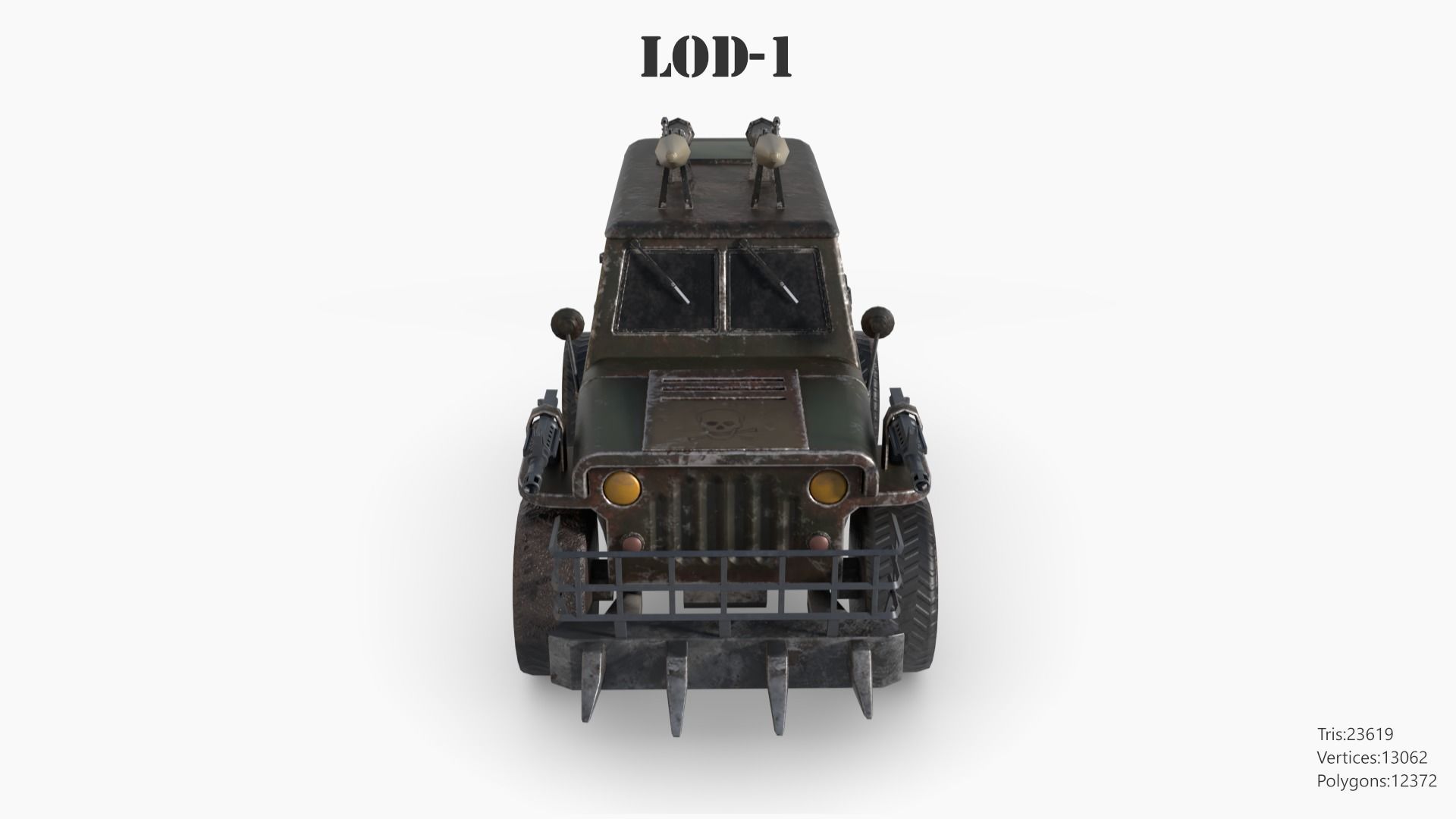 3D model Post Apocalyptic Jeep Low-poly War Car Game Asset VR / AR ...