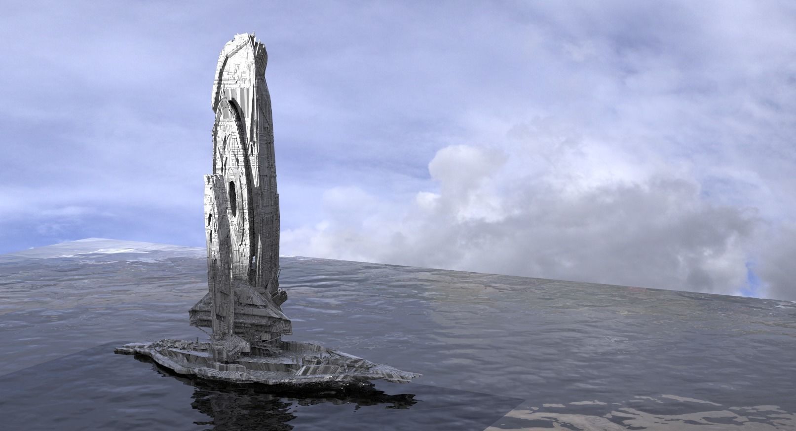 Halo Forerunner Inspired Alien Tower 3 3D model | CGTrader