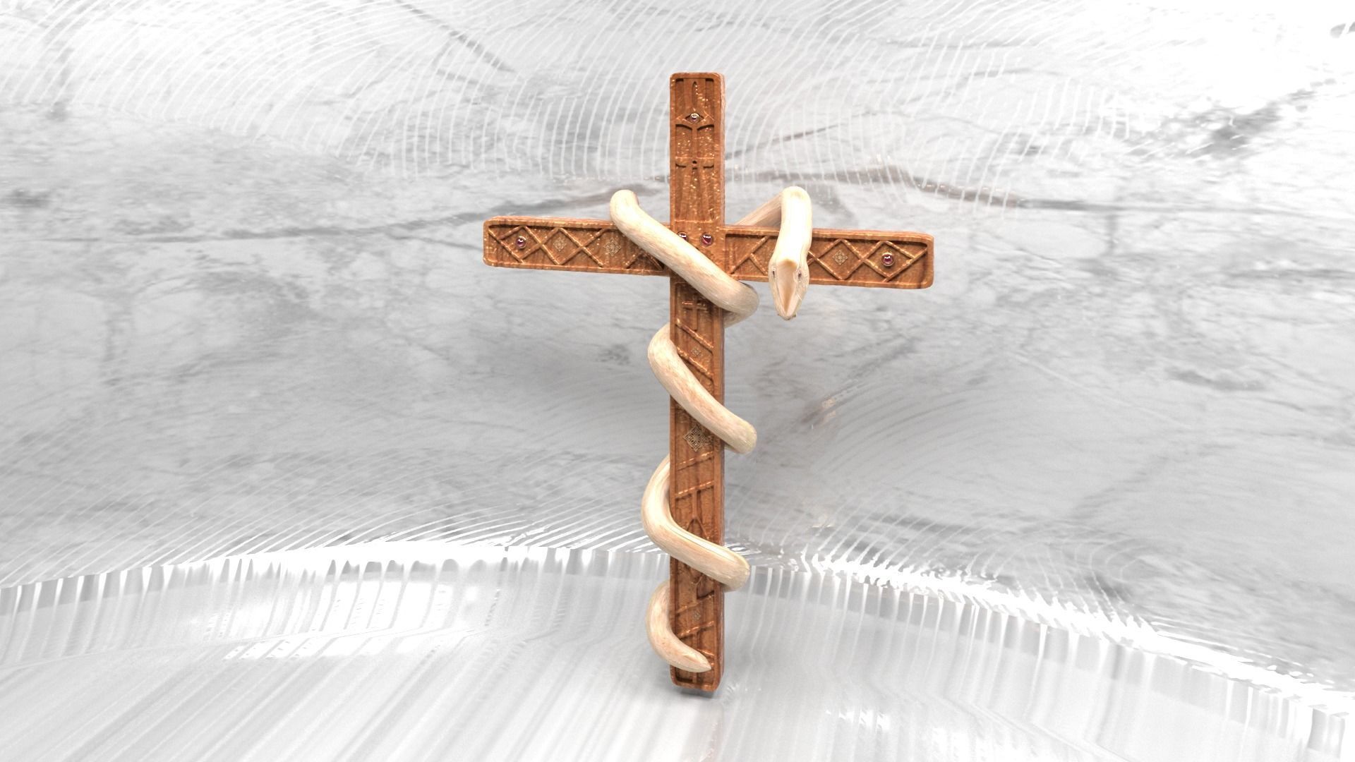 cross and snake 3D model | CGTrader