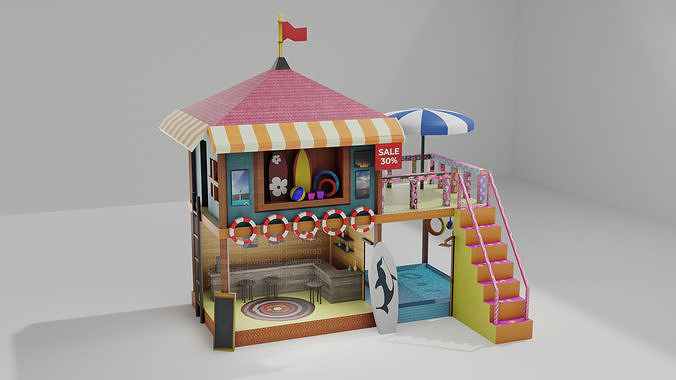 3D model Beach shop with bar VR / AR / low-poly | CGTrader